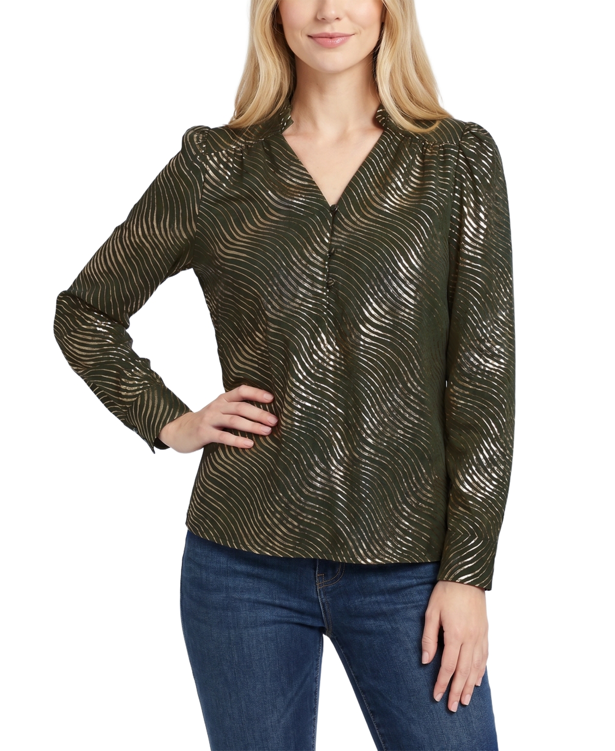 Click here for Ny Collection Womens Petite Metallic Ruched-Should... prices