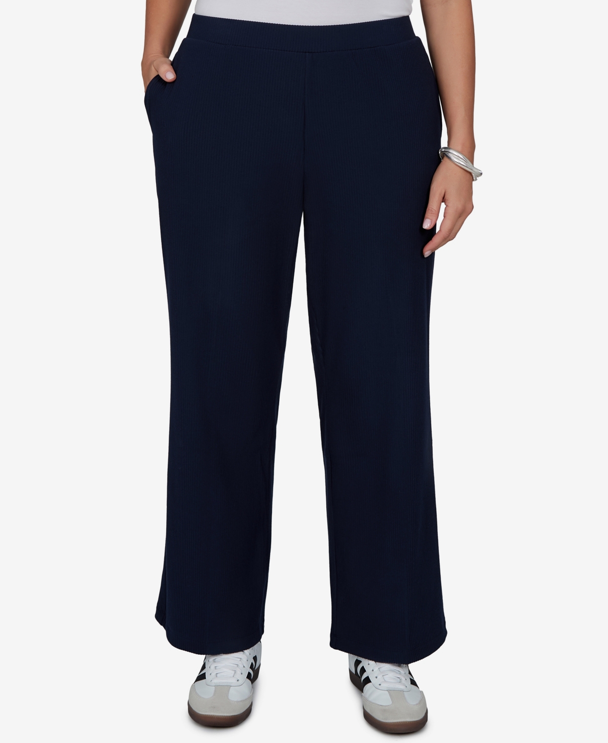 Click here for Ruby Rd. Plus Size Wide-Leg Pull-On Ribbed Pants -... prices