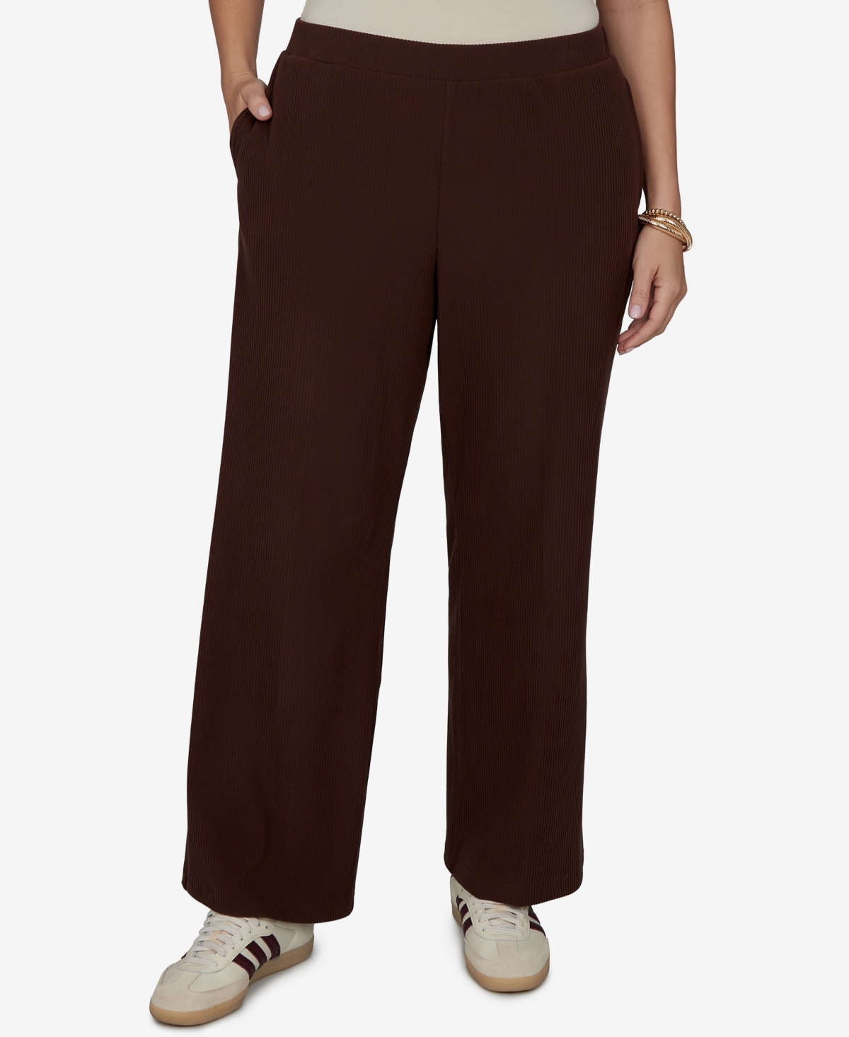 Click here for Ruby Rd. Plus Size Wide-Leg Pull-On Ribbed Pants -... prices