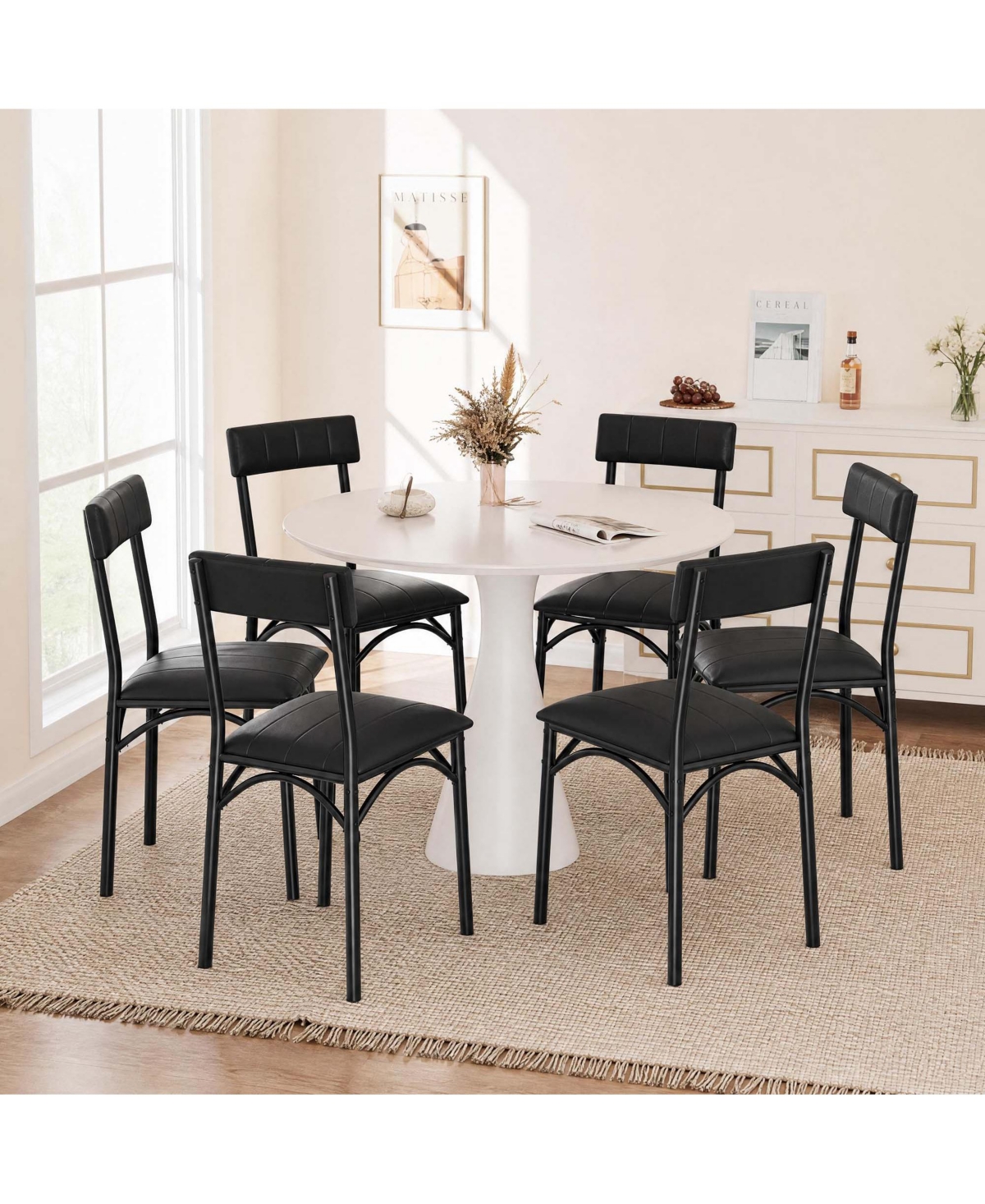 Click here for Dining Chairs Set of 6 Metal Frame Pu Leather Upho... prices