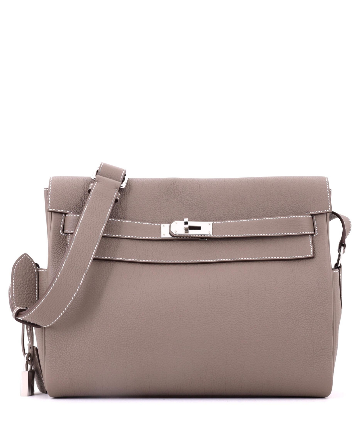 Click here for Pre-Owned Hermes Gm Kelly Messenger Bag Togo - Gre... prices