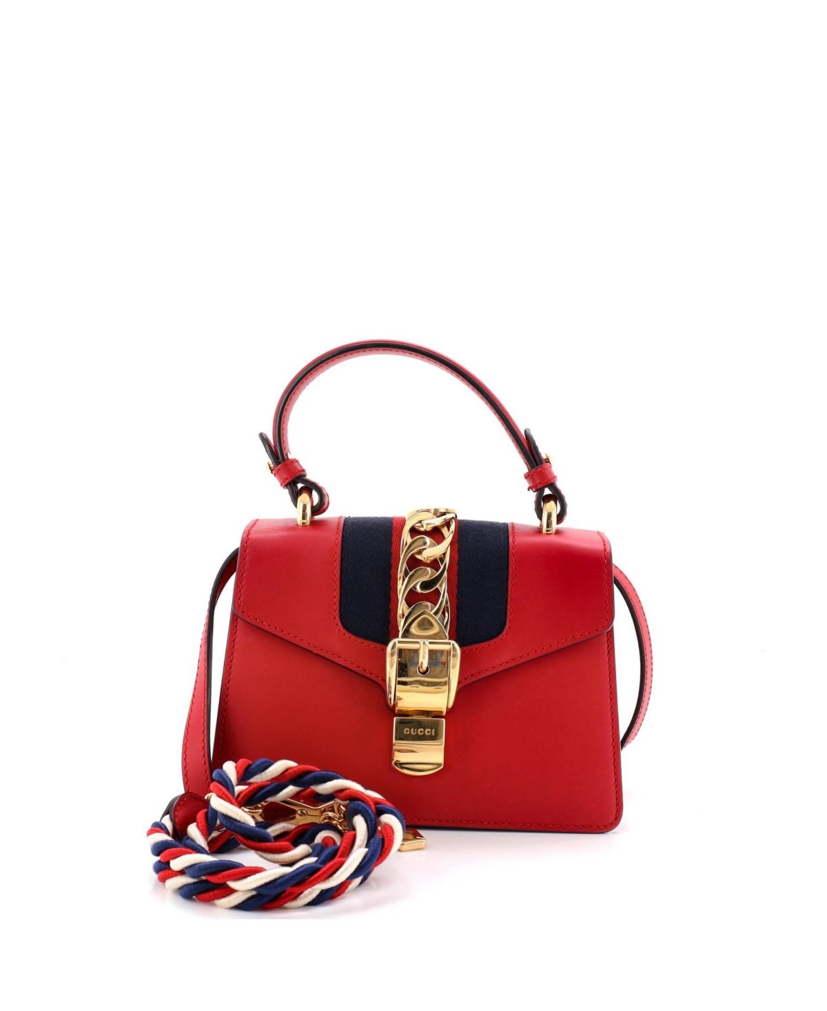 Click here for Pre-Owned Gucci Mini Sylvie Top Handle Bag Leather... prices