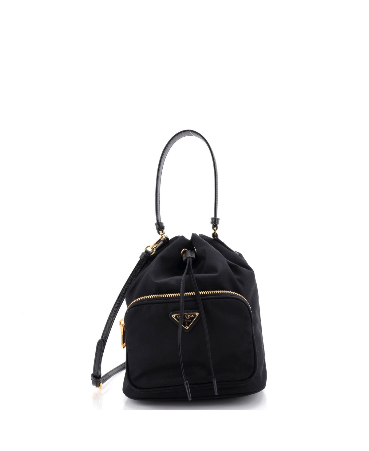Click here for Pre-Owned Prada Small Drawstring Bucket Bag Tessut... prices