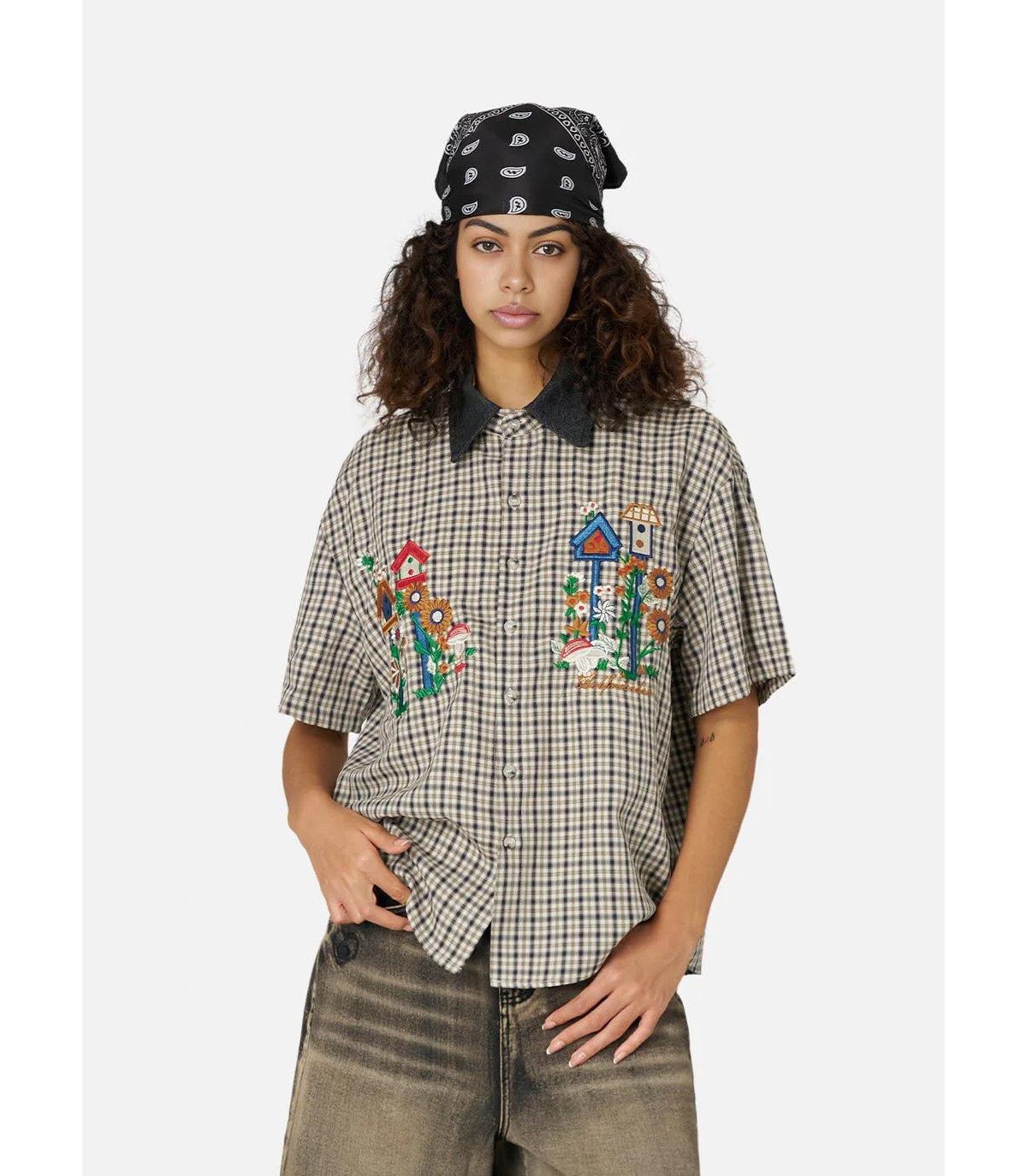 Click here for Aelfric Eden Womens Short-Sleeve Plaid Embroidered... prices