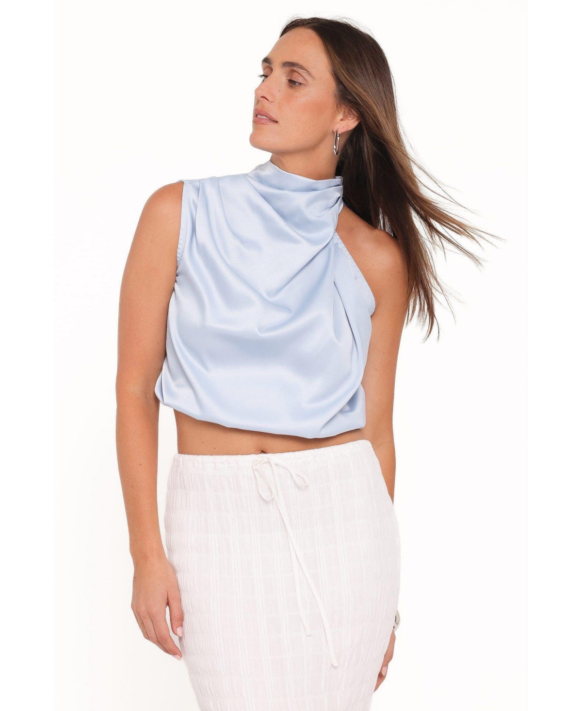 Click here for Petal and Pup Womens Cinzia Satin One-Shoulder Top... prices