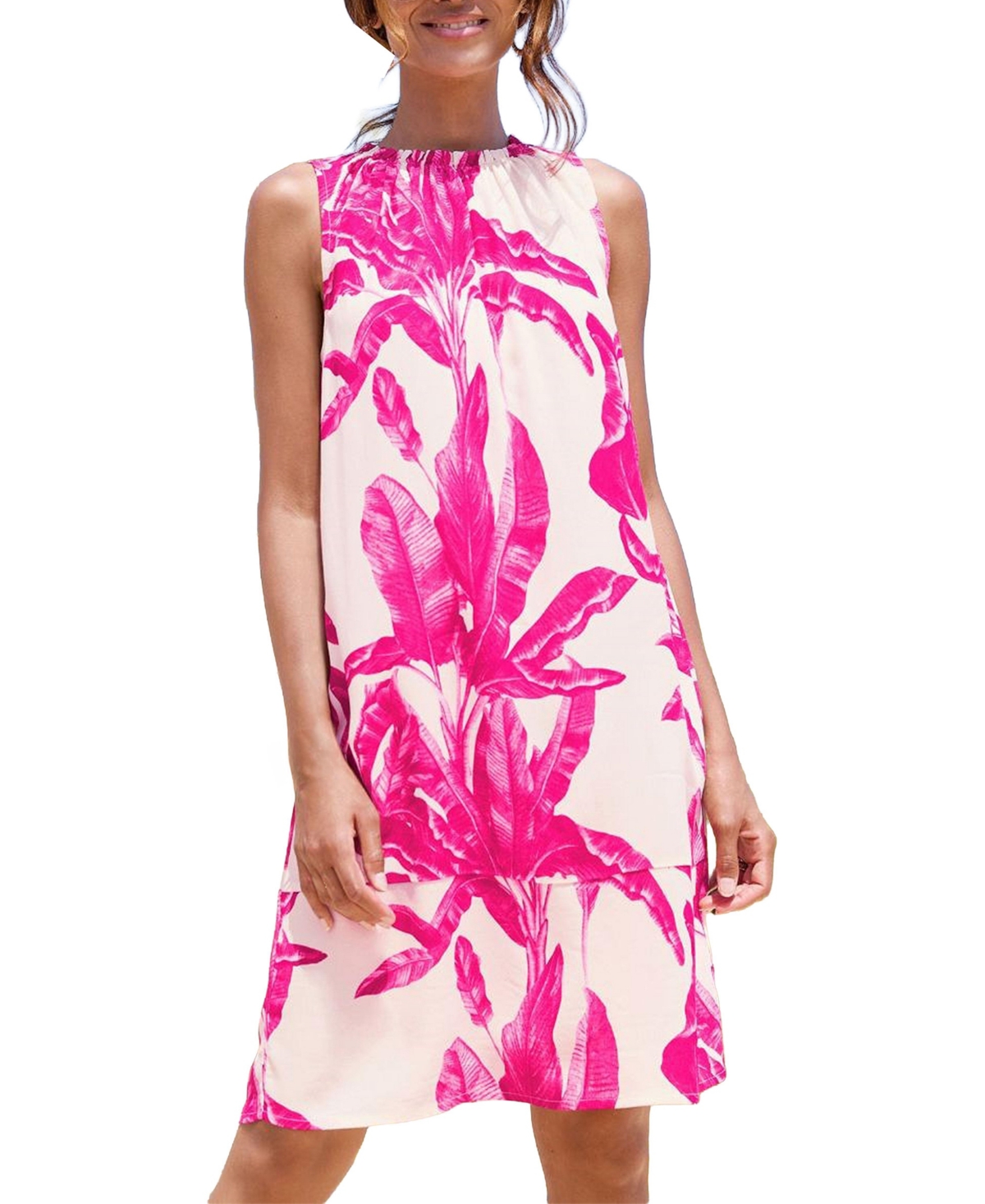 Click here for Lascana Womens Tropical-Print Sleeveless Shift Dre... prices