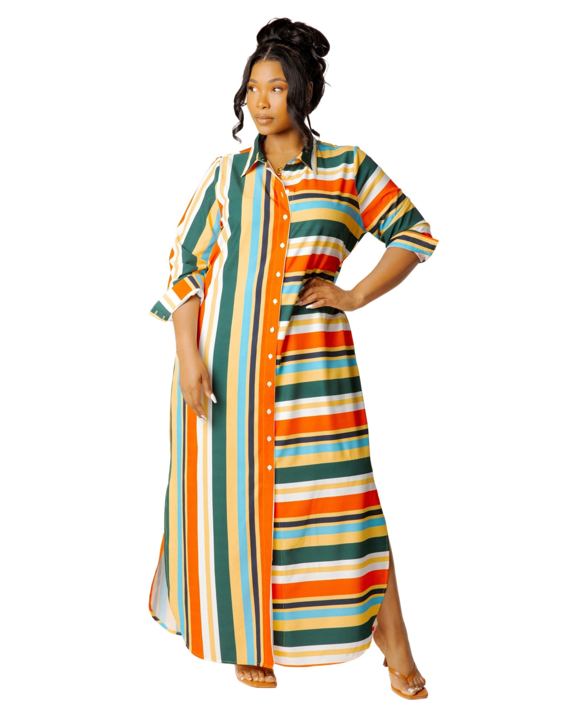 Click here for Buxom Couture Womens Plus Size Maxi Stripe Maxi Sh... prices