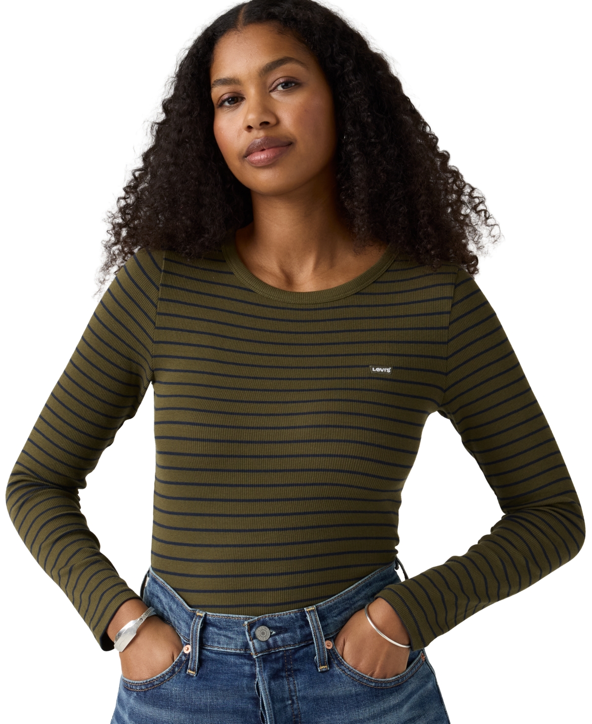Click here for Levis Womens Hayes Clara Strip Long Sleeve Top - G... prices