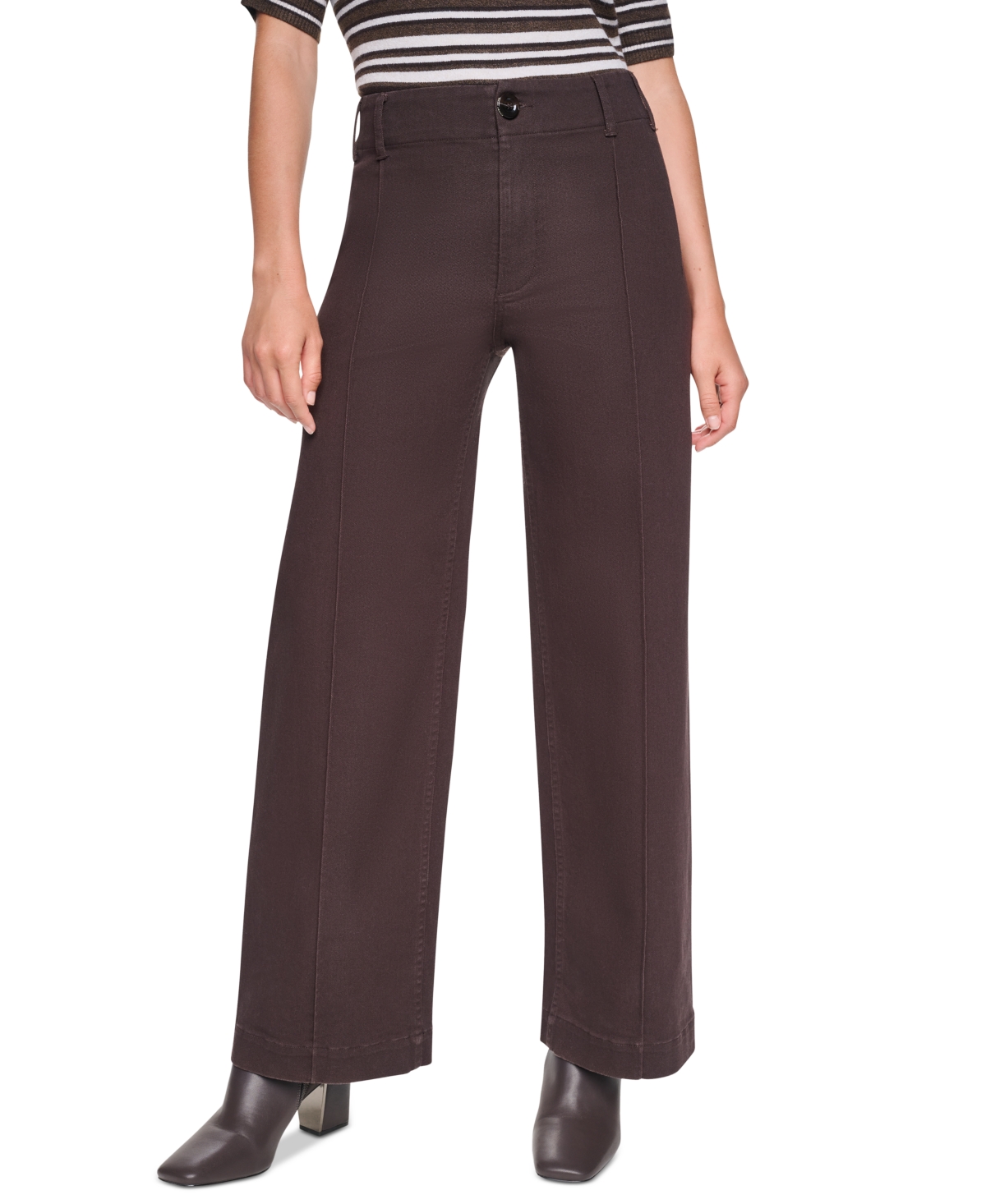 Click here for Dkny Petite High-Waisted Wide-Leg Jeans - Espresso prices