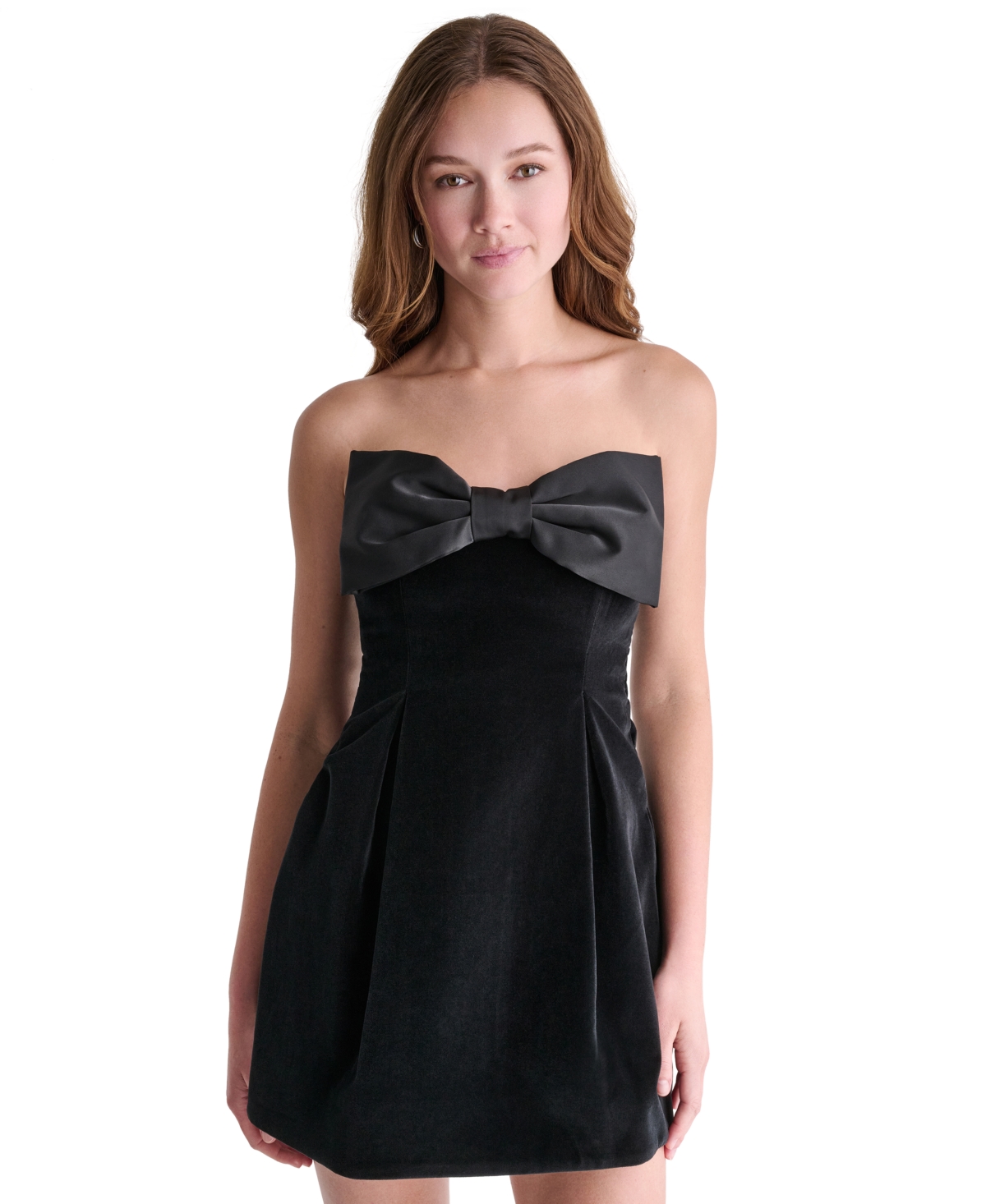 Click here for Bcbg Womens Stretch Velvet Bow Mini Strapless Dres... prices