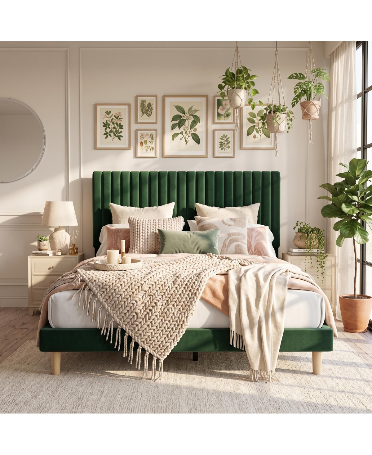 Click here for Gaomon Velvet Upholstered Platform Bed Frame with... prices