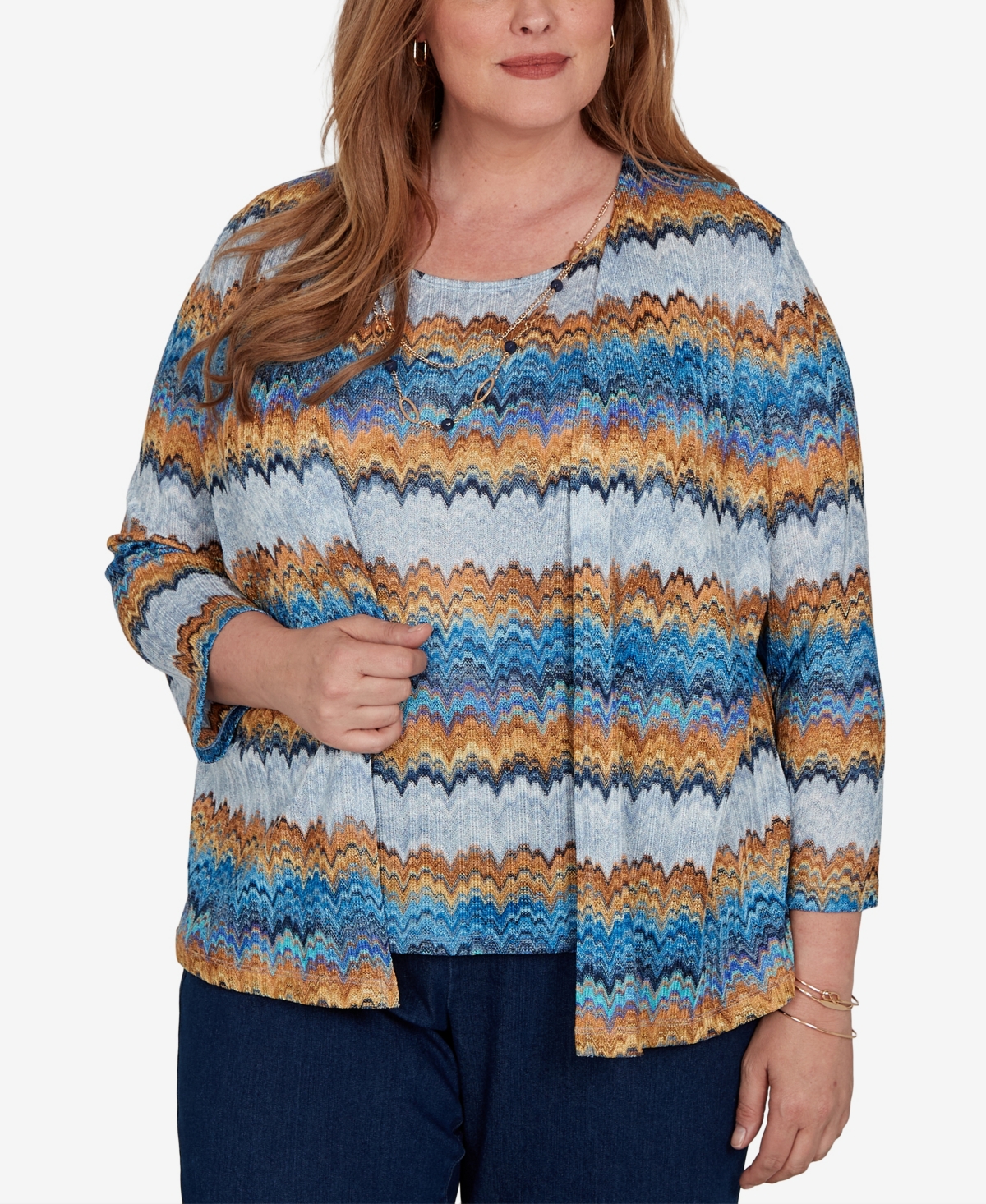Click here for Alfred Dunner Plus Size 3/4-Length Sleeve Scoop Ne... prices