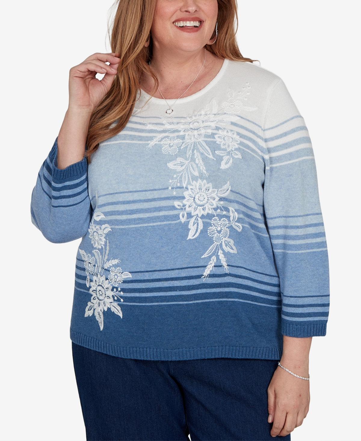 Click here for Alfred Dunner Plus Size Floral Embroidery 3/4-Leng... prices