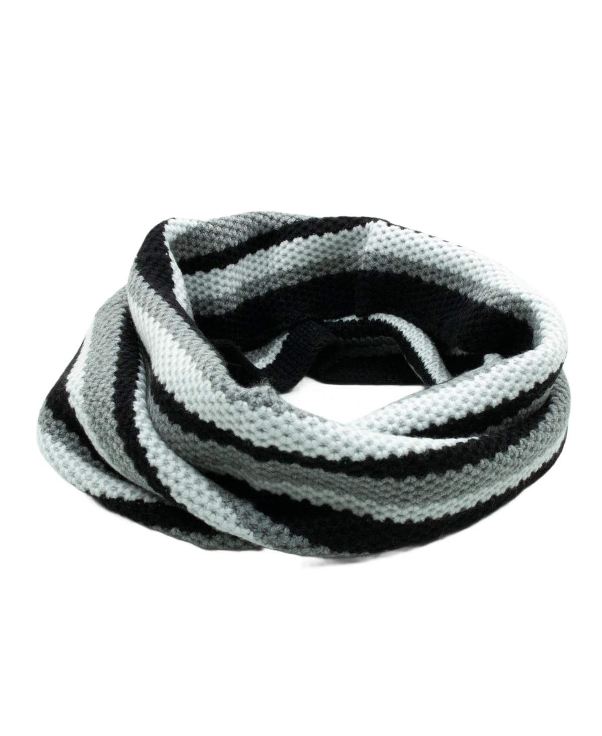 Click here for Portolano Striped Neckwarmer Scarf - Black/Gray prices