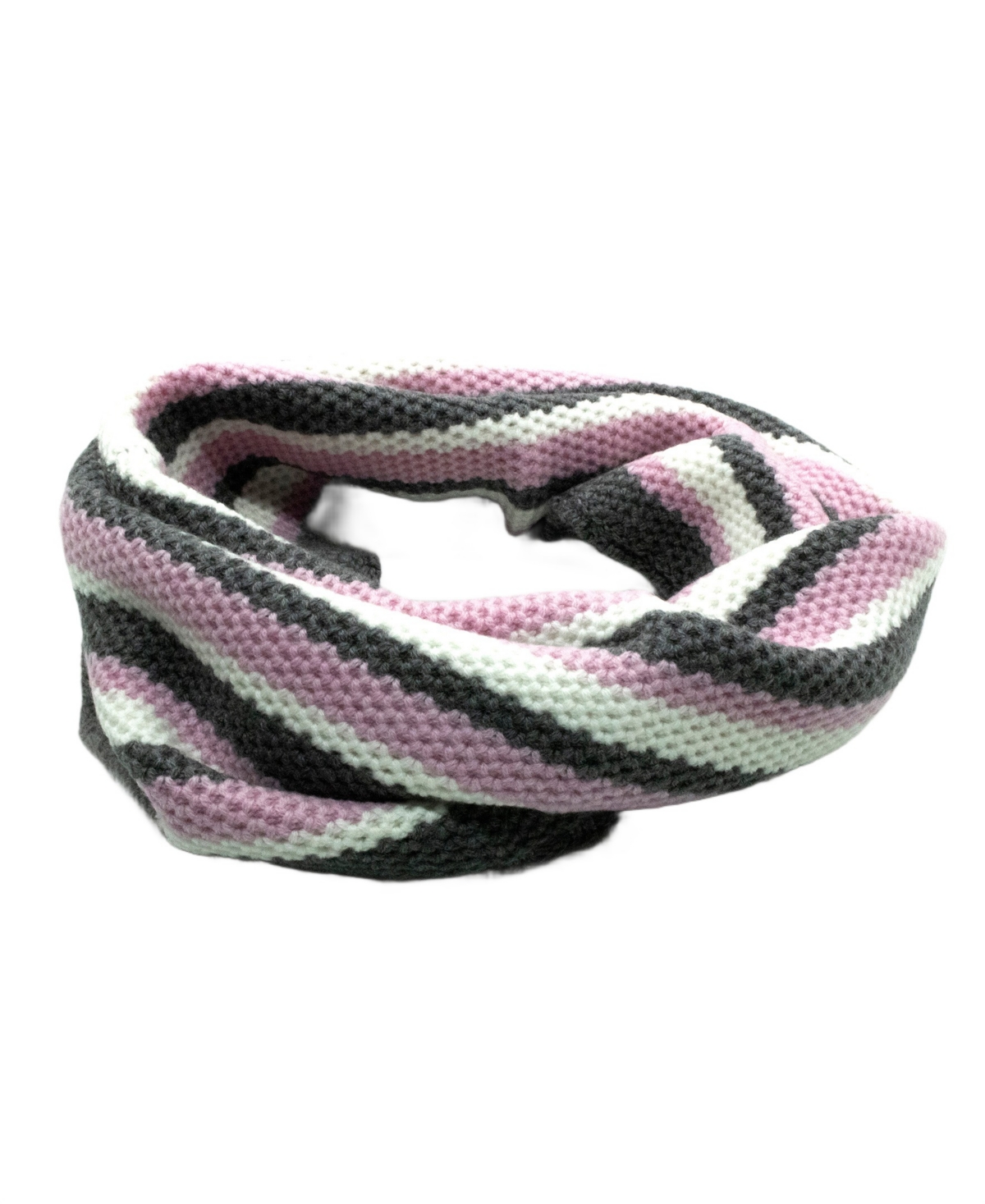 Click here for Portolano Striped Neckwarmer Scarf - Dark Gray/Pin... prices
