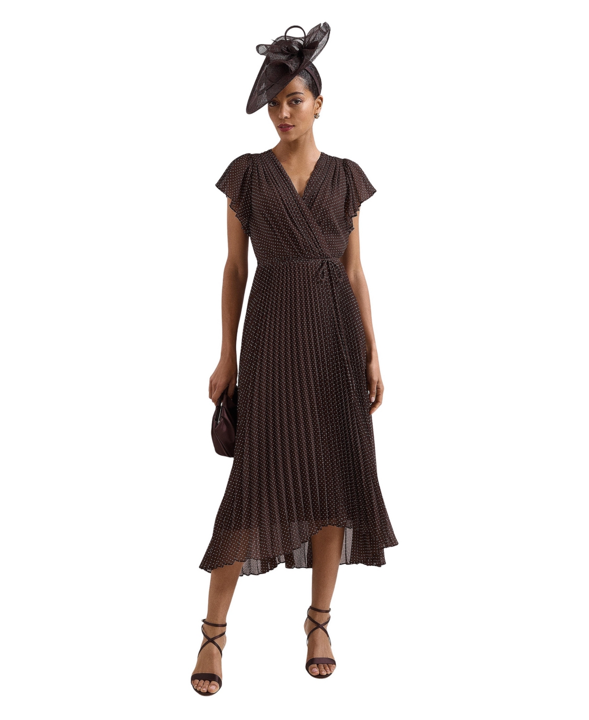 Click here for Phase Eight Womens Louisa V-Neck Pleated Wrap Dres... prices