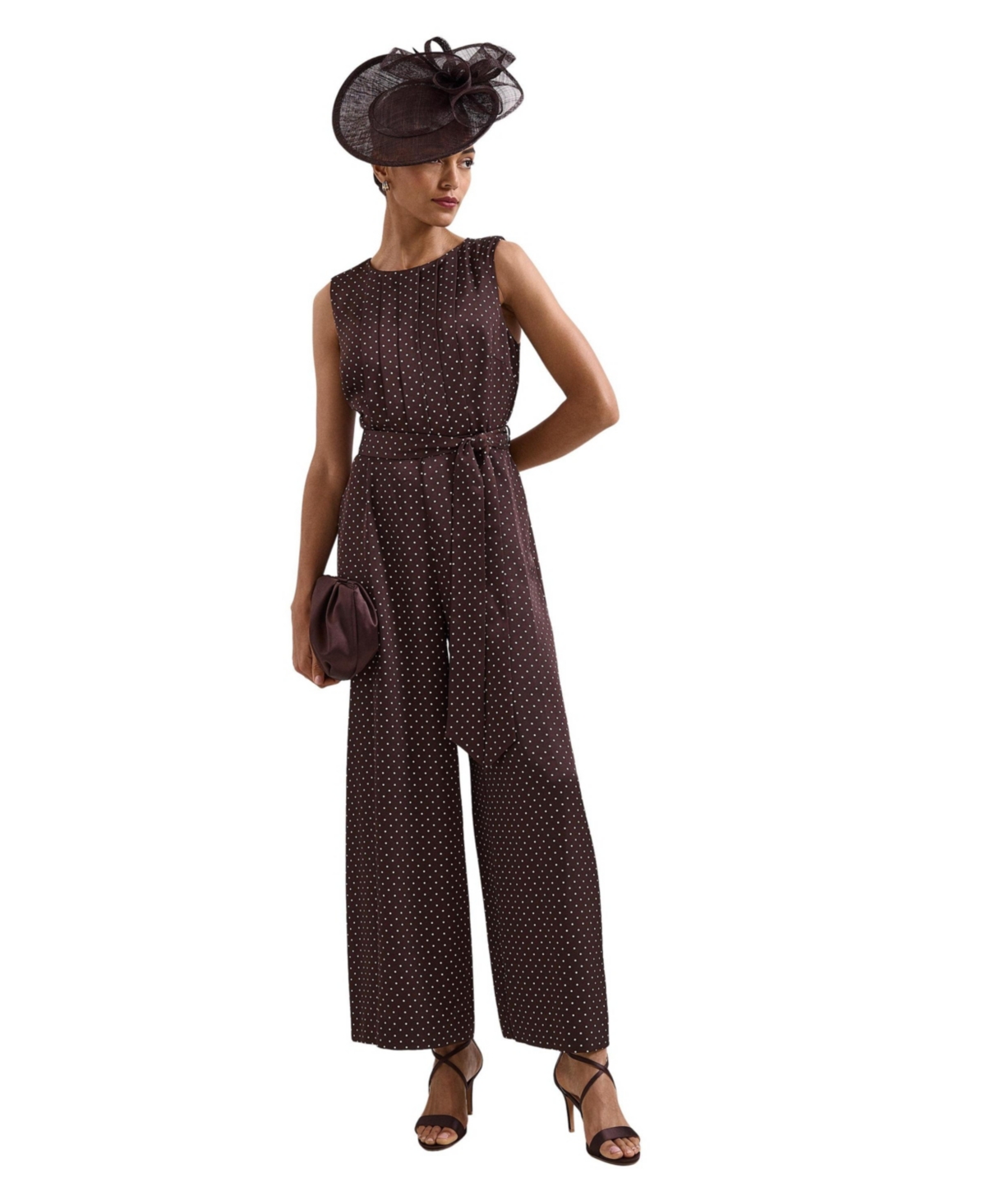 Click here for Phase Eight Womens Janine Spot Jumpsuit - Brown prices