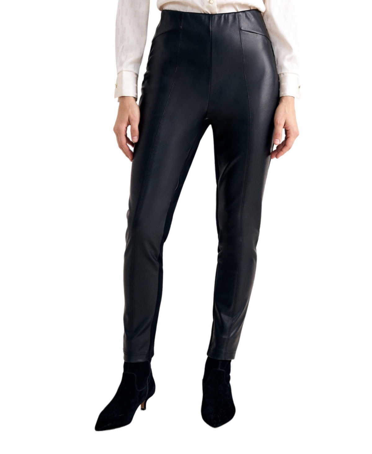 Click here for Phase Eight Womens Alora Faux Leather Trouser - Bl... prices