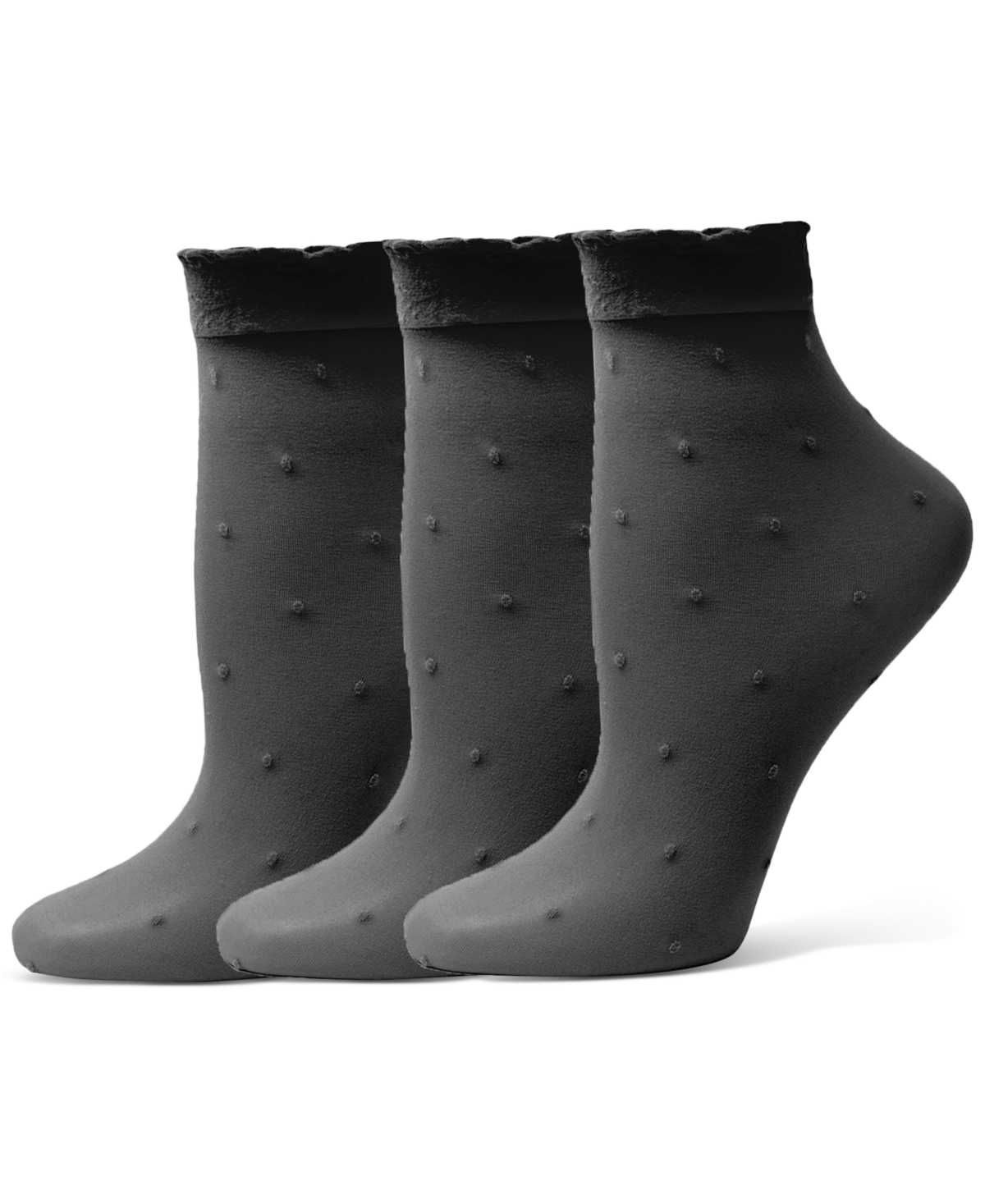 Click here for Hue Womens Sheer Pindot Stay-Put Anklet Socks  3-P... prices