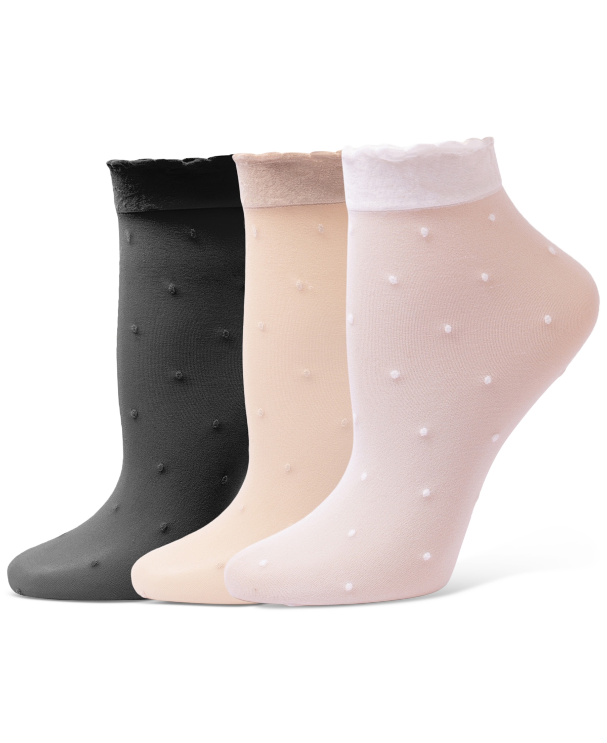 Click here for Hue Womens Sheer Pindot Stay-Put Anklet Socks  3-P... prices