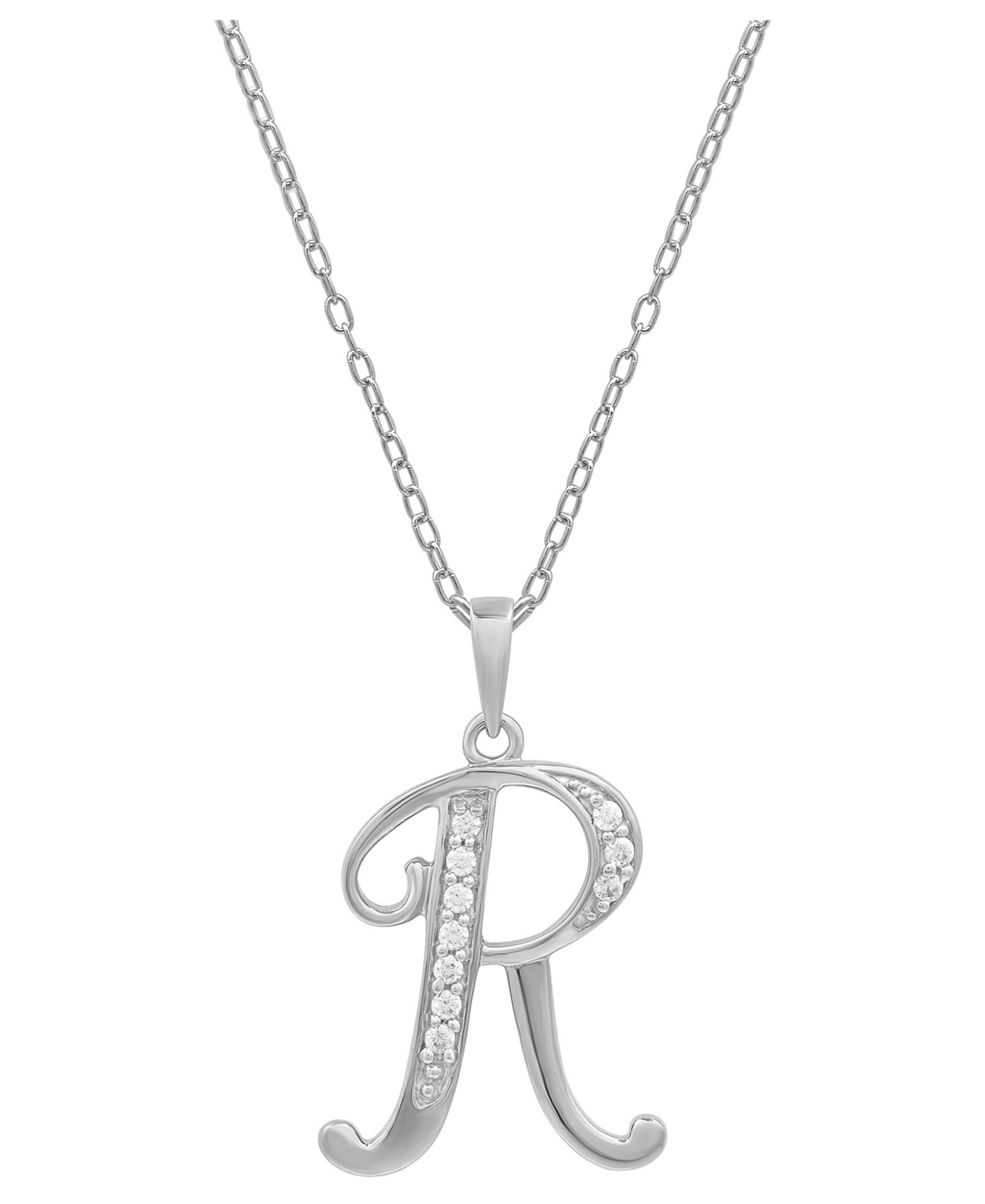 Click here for Diamond R Initial 18 Pendant Necklace (1/10 ct. t.... prices