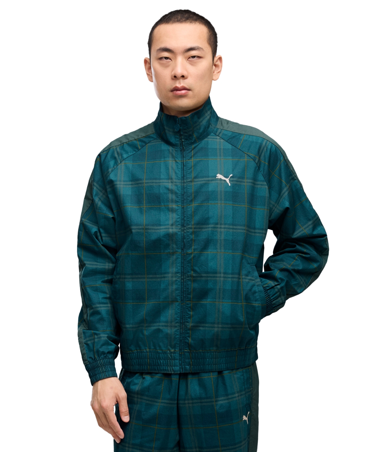 Click here for Puma Mens T7 Tartan Relaxed-Fit Track Jacket - Mid... prices
