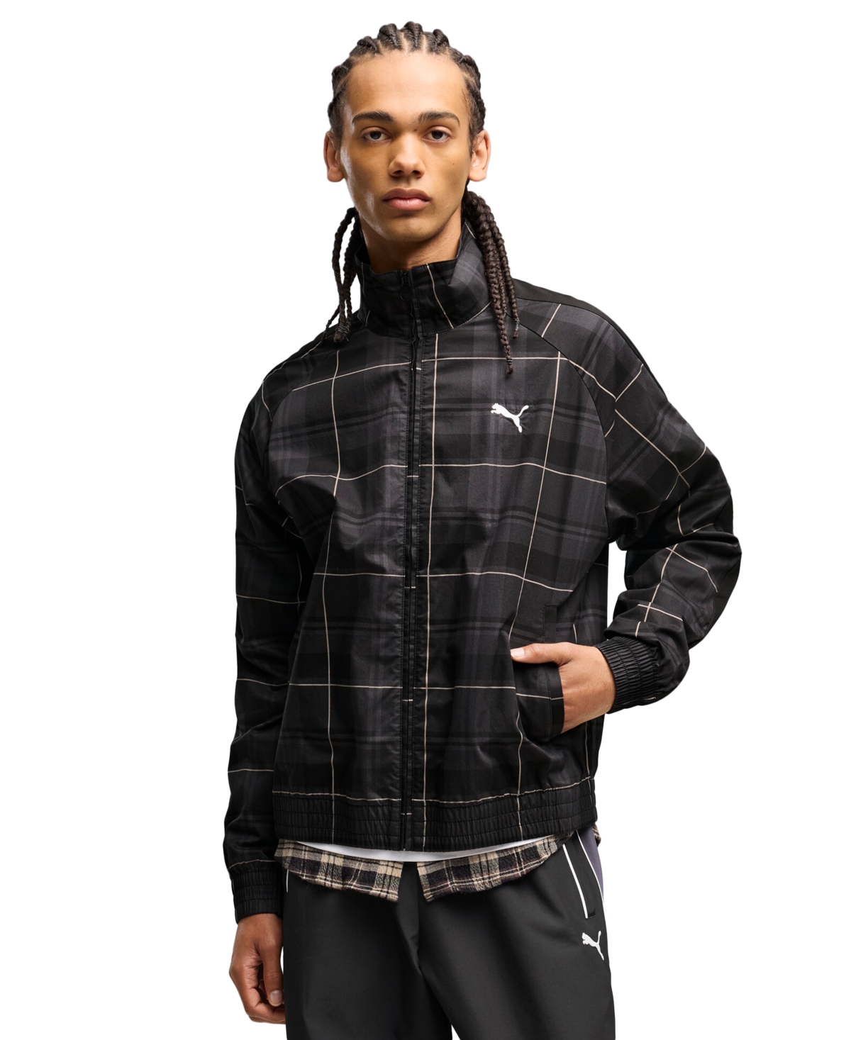 Click here for Puma Mens T7 Tartan Relaxed-Fit Track Jacket - Pum... prices