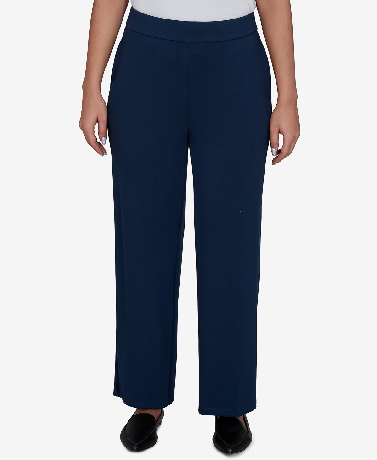 Click here for Alfred Dunner Petite Pull-On Wide-Leg Pants - Ink prices