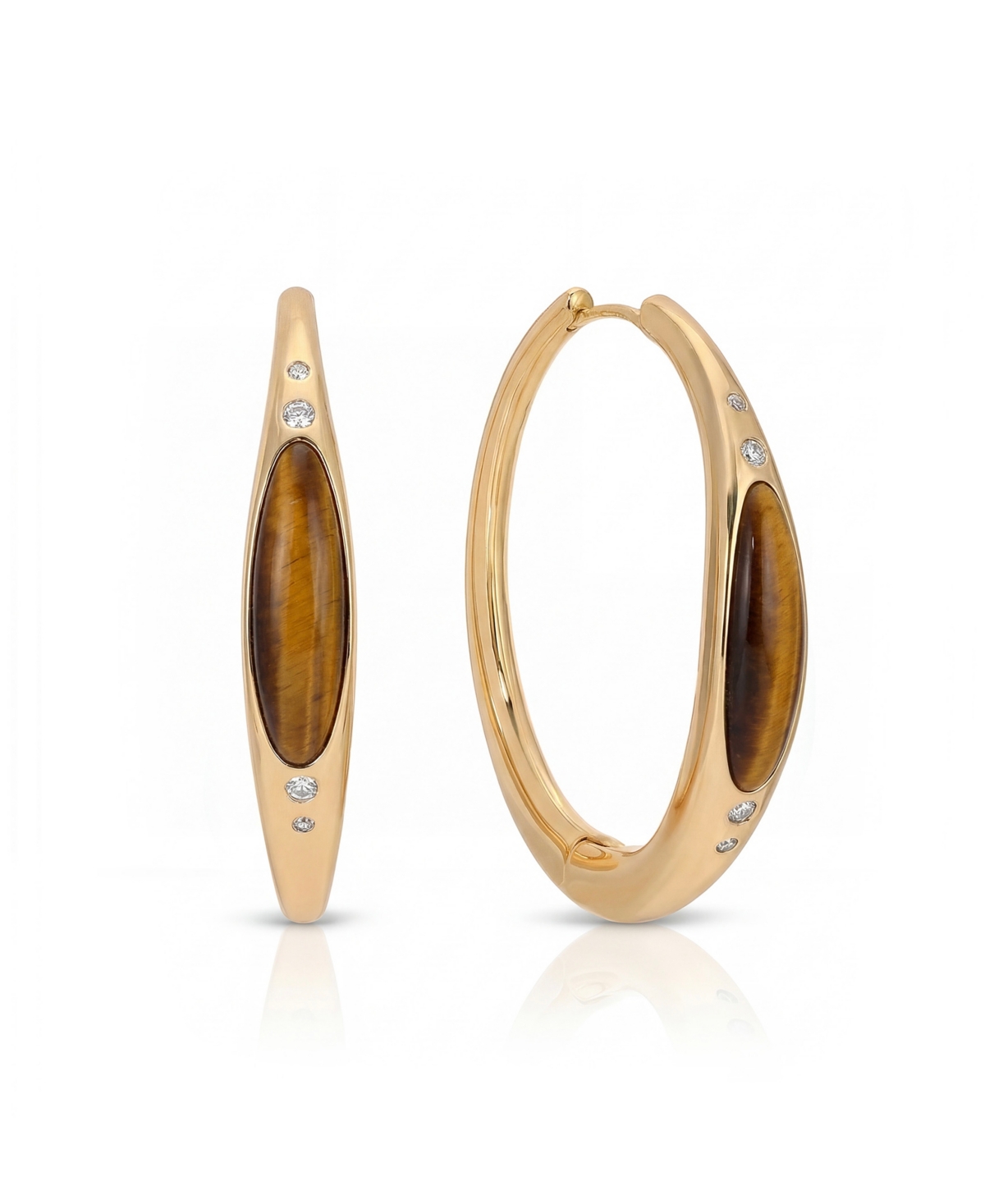 Click here for Ettika Tiger Solstice Hoop Earrings - Tigers Eye prices