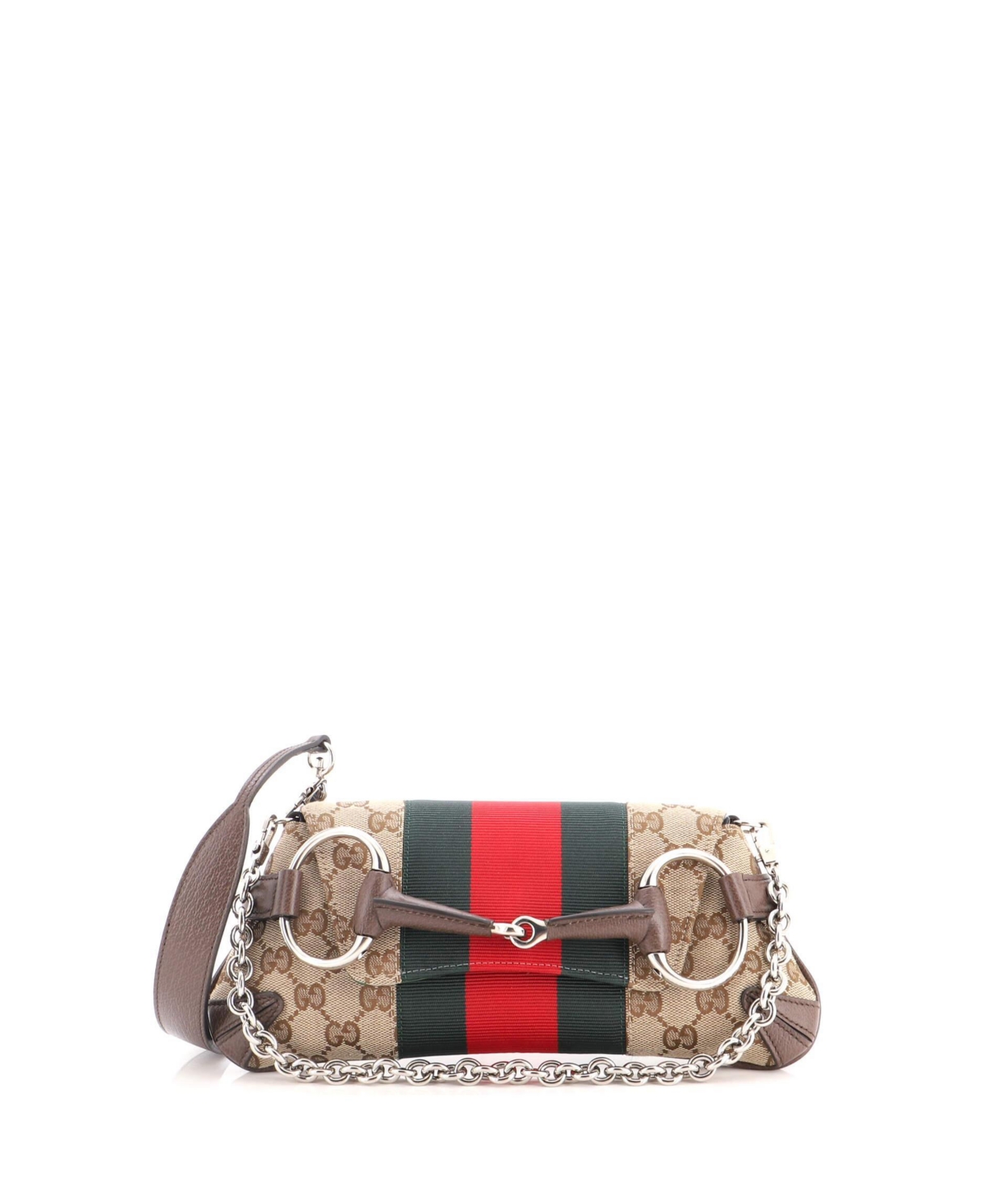 Click here for Pre-Owned Gucci Small Horsebit Nm Web Chain Clutch... prices