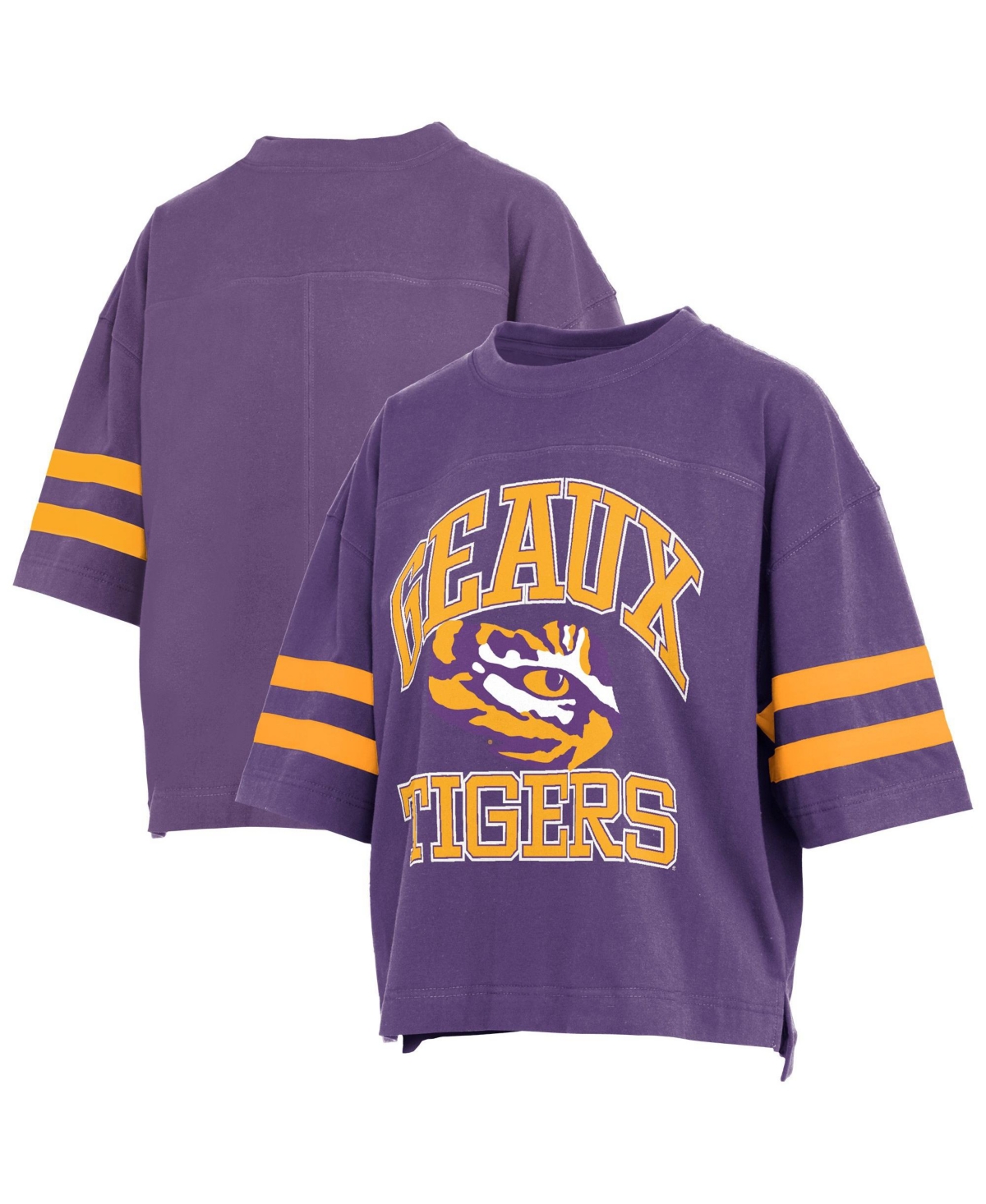 Click here for Pressbox Womens Purple Lsu Tigers Wayne Tyler Crop... prices