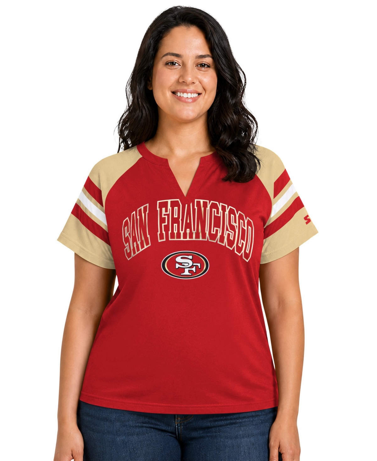 Click here for Starter Womens Scarlet San Francisco 49ers Plus Si... prices