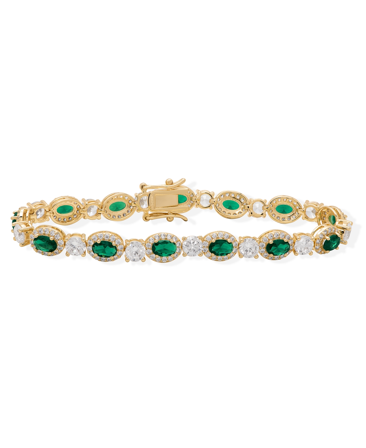 Click here for Macys Simulated Emerald and Cubic Zirconia Oval Ha... prices