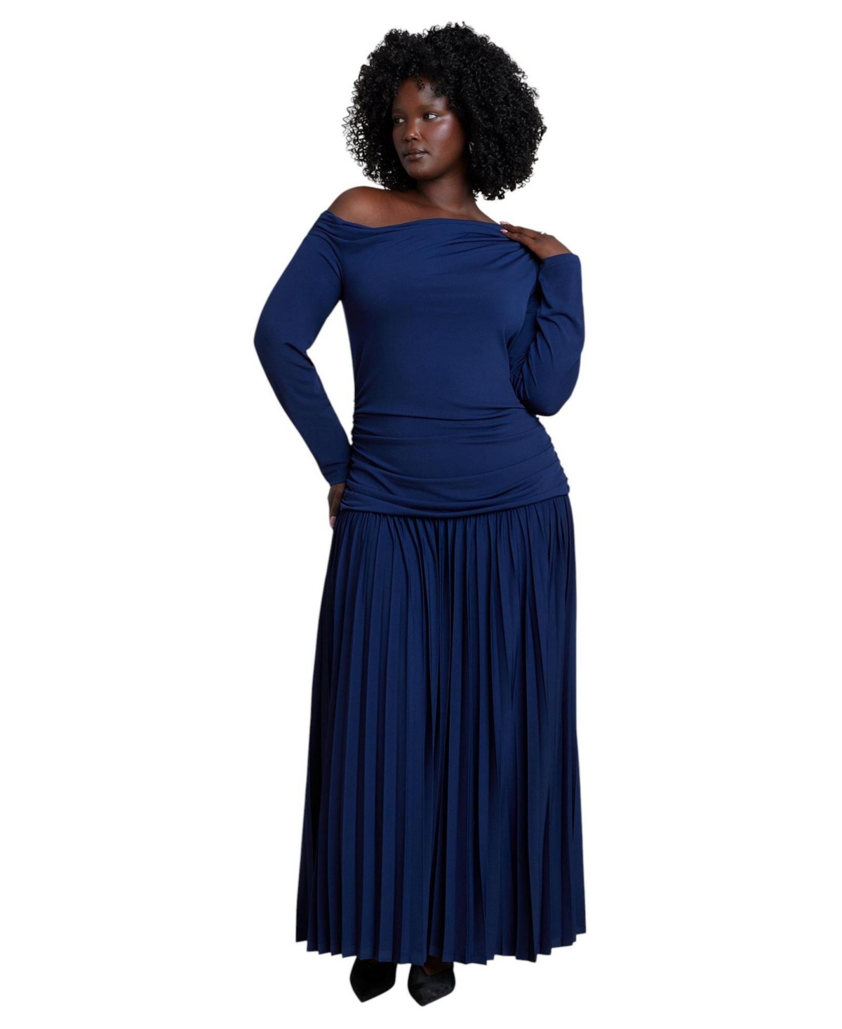 Click here for Eloquii Plus Size Long Sleeve Drop Waist Maxi Dres... prices