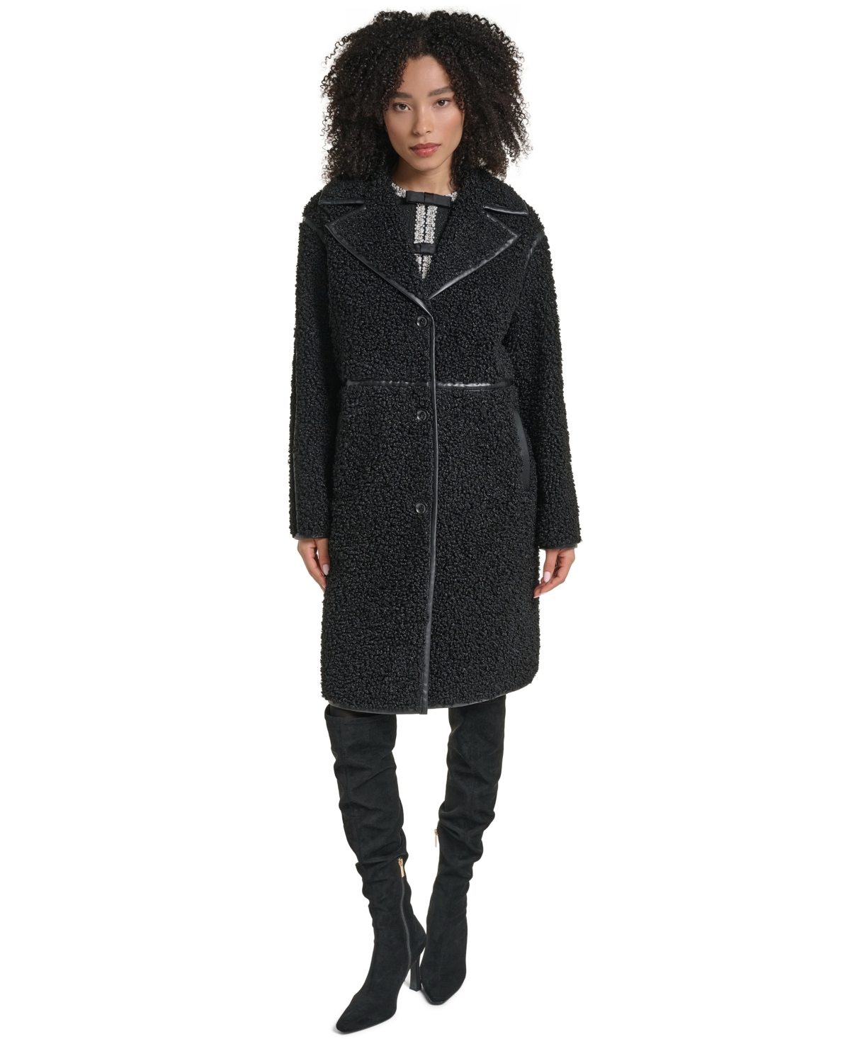 Click here for Karl Lagerfeld Paris Womens Faux-Leather-Trim Tedd... prices