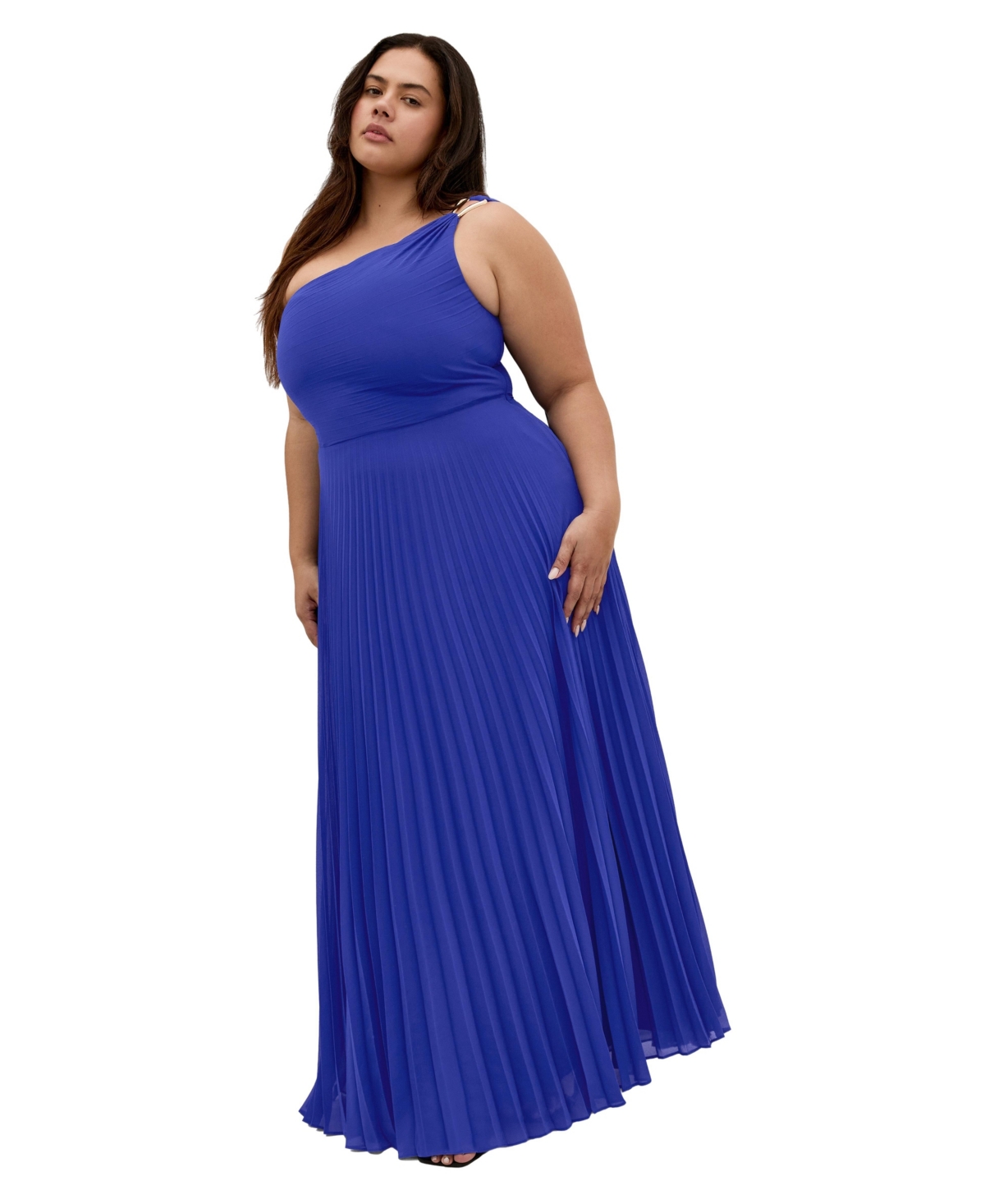Click here for City Chic Plus Size Eloura One Shoulder Pleat Maxi... prices