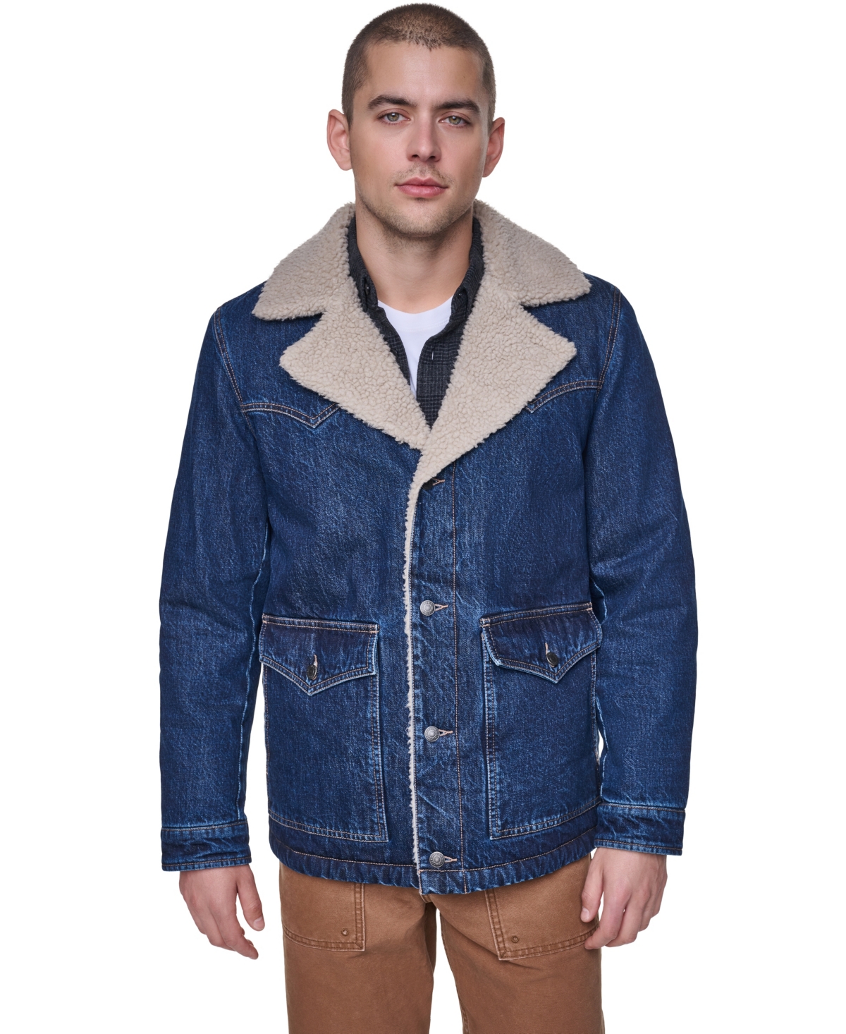 Click here for Levis Mens Cotton Denim Rancher Jacket - Dark Wash... prices