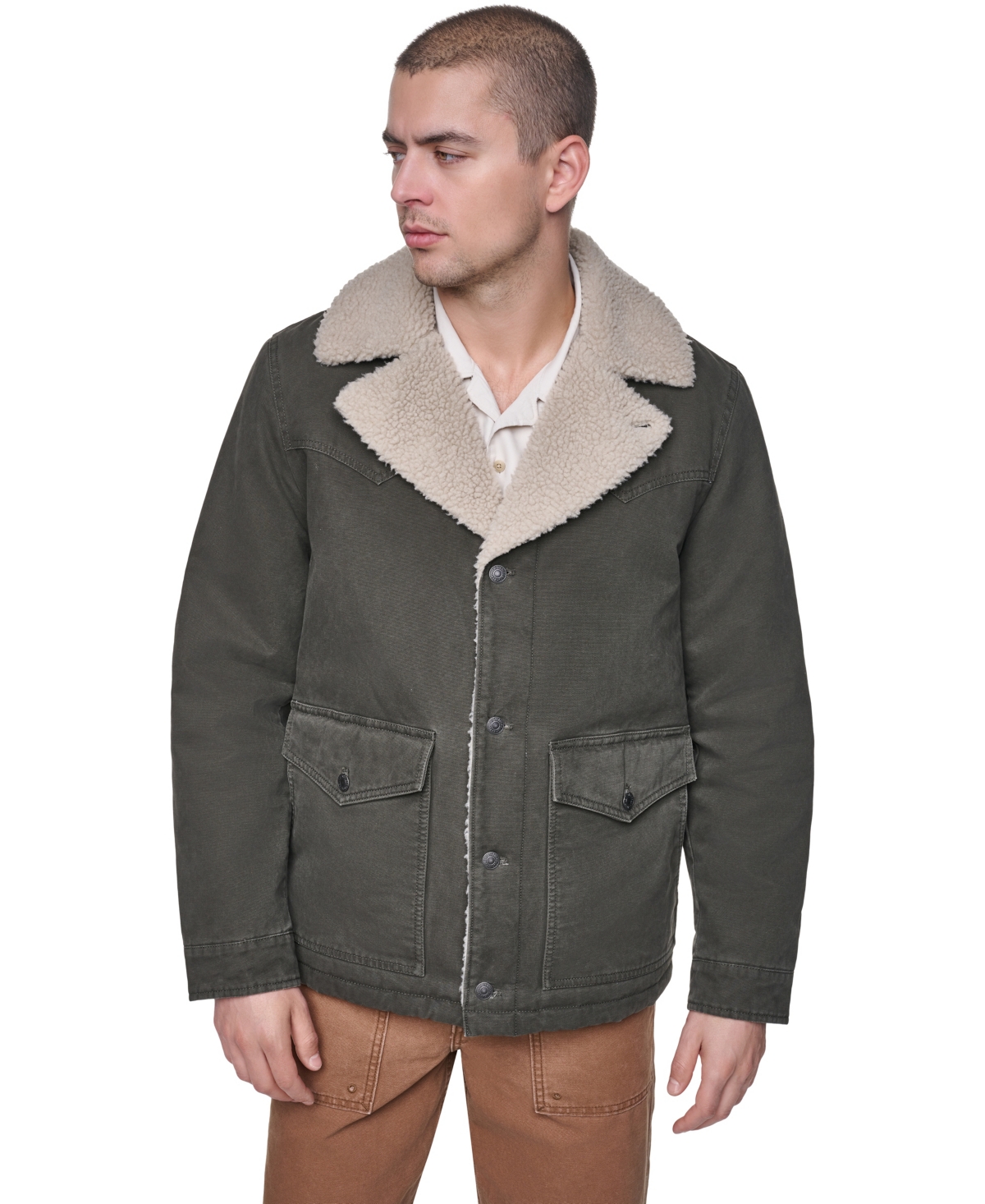 Click here for Levis Mens Cotton Denim Rancher Jacket - Olive prices