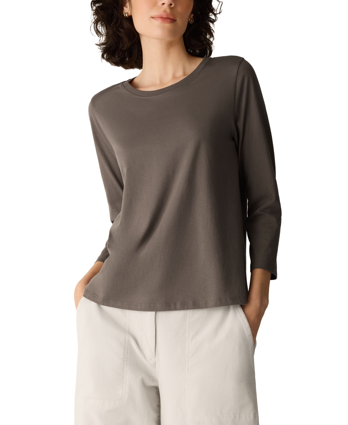 Click here for Eileen Fisher Womens 3/4-Length Sleeve Round Neck... prices