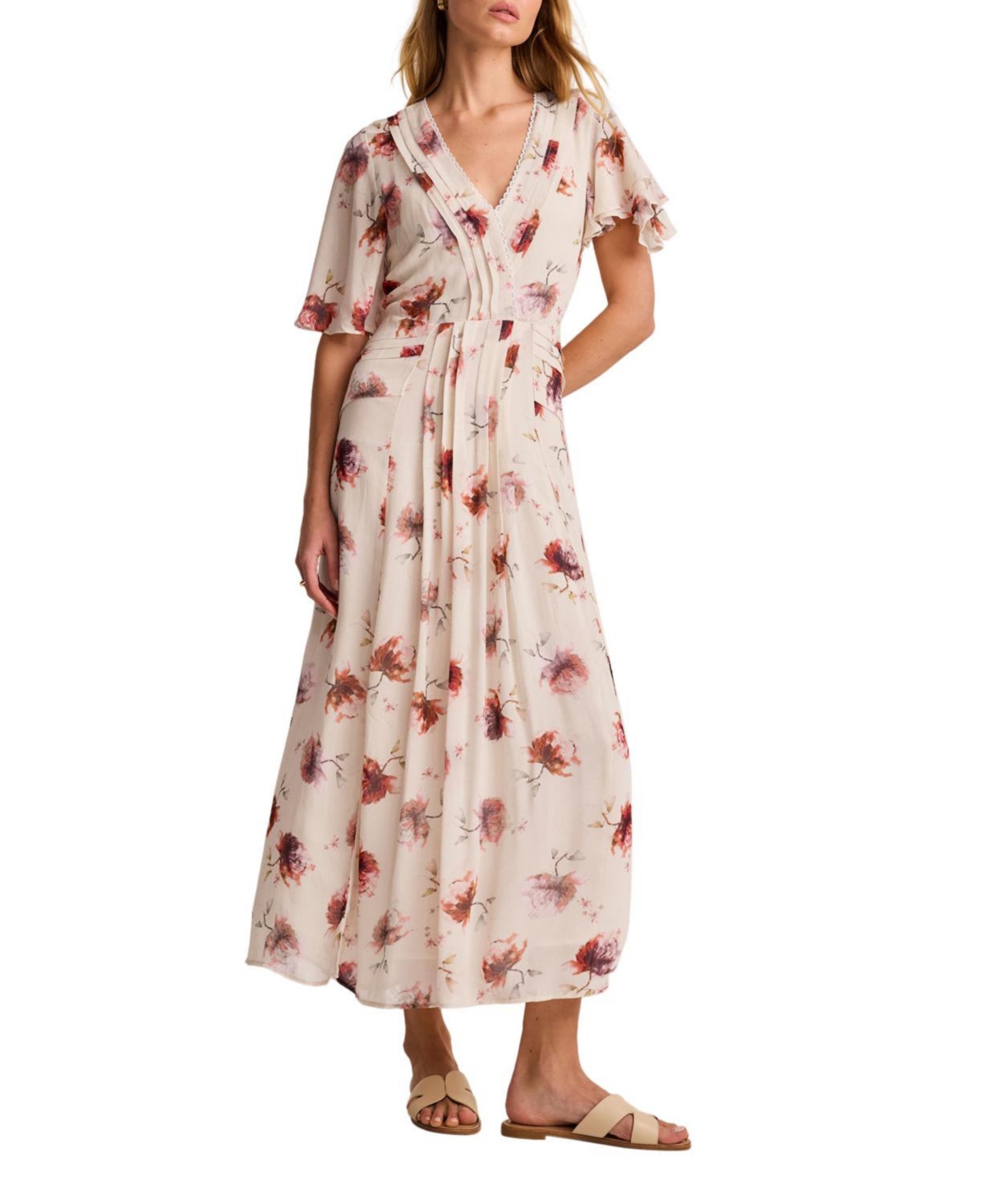 Click here for Mint Velvet Womens Soft Bloom Button-Front Midi Dr... prices