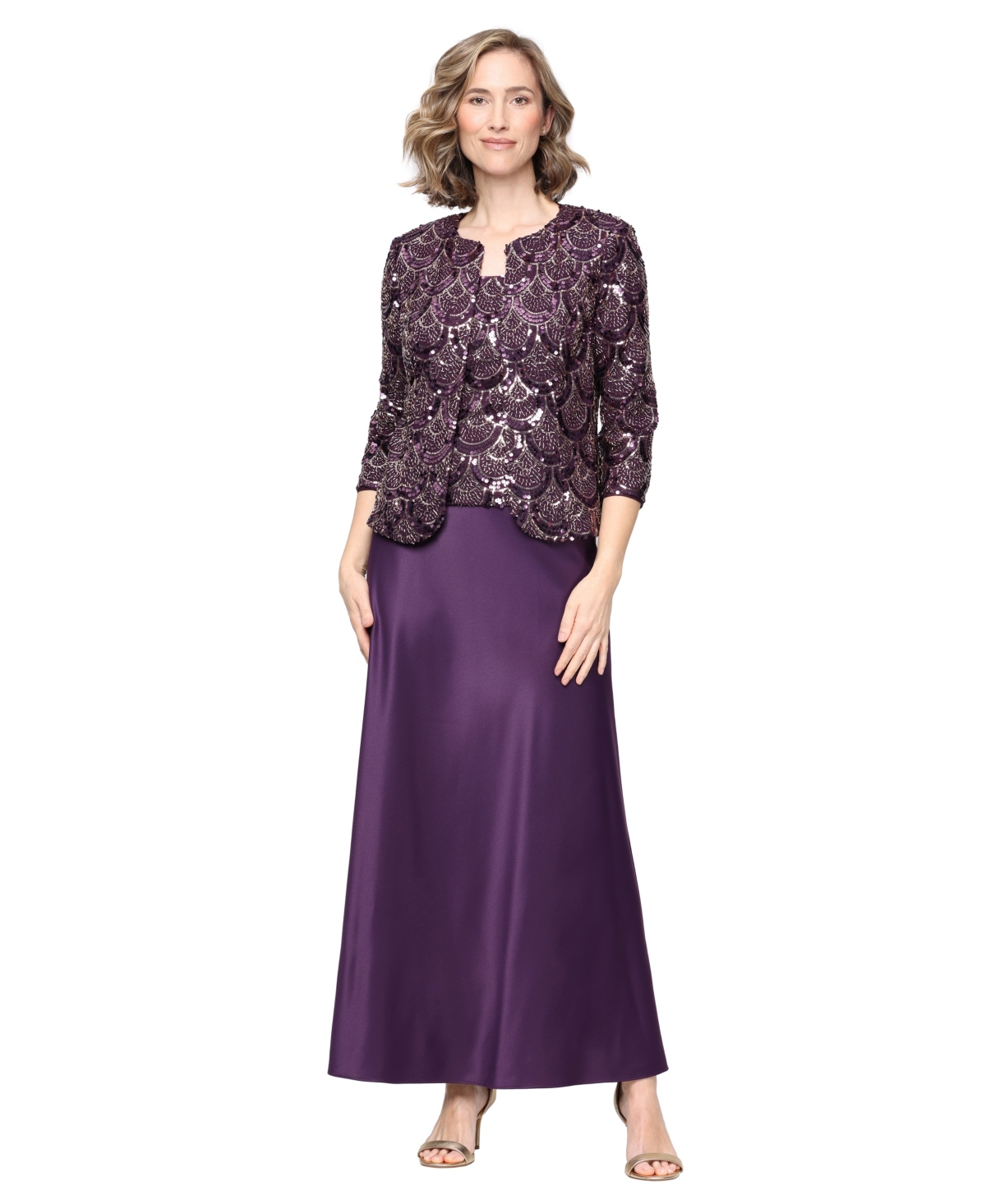 Click here for Alex Evenings Womens Long Sequin Jacket Dress - De... prices