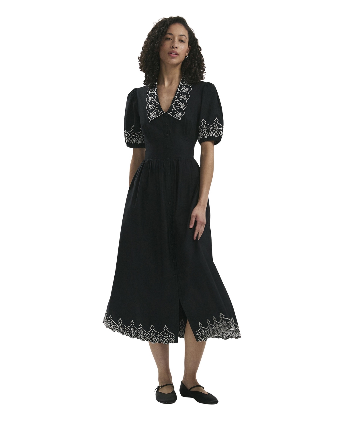 Click here for Finery London Womens Arianna Embroidered Cotton Mi... prices