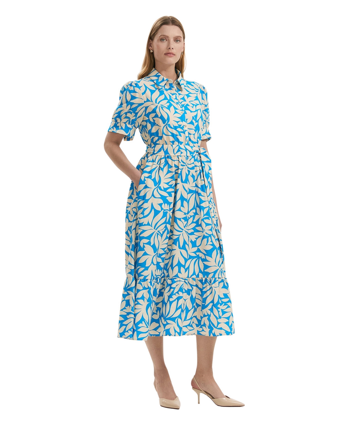 Click here for Finery London Womens Liana Floral Midi Tiered Dres... prices