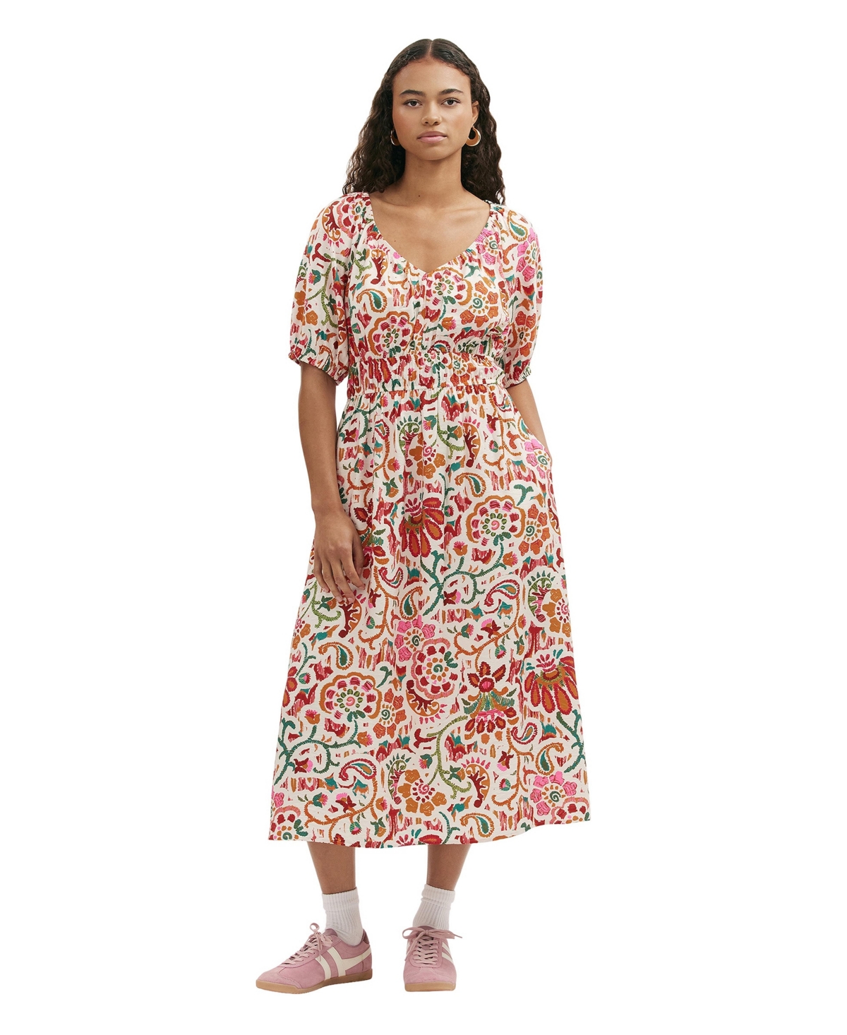 Click here for Finery London Womens Estee Floral Crepe Midi Smock... prices