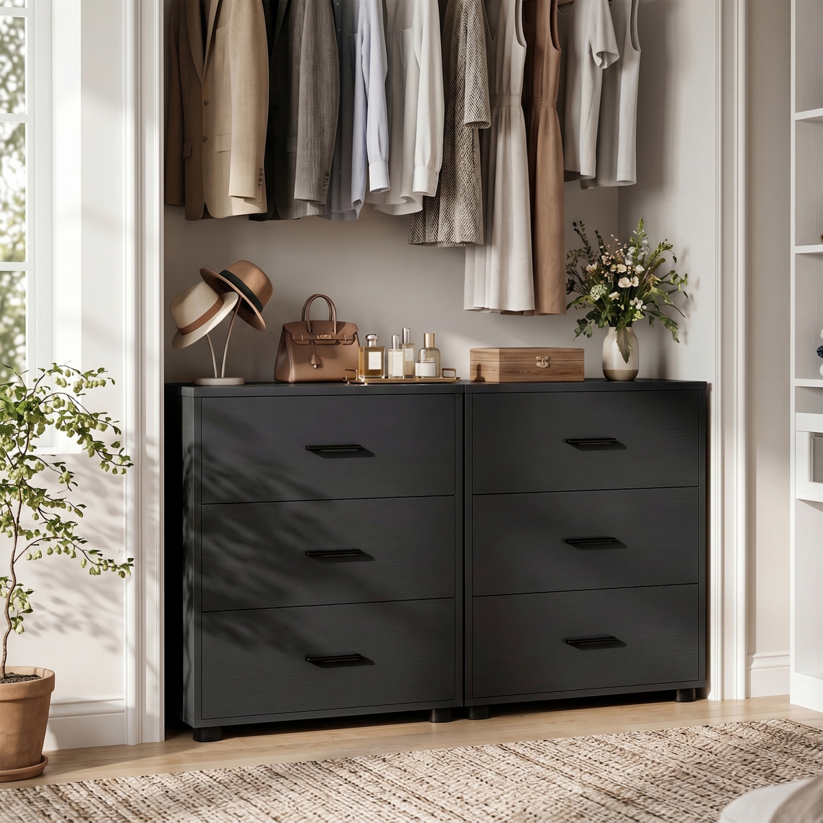 Click here for Aheaplus Set of 2 Wooden Dresser with 3-Drawers  N... prices