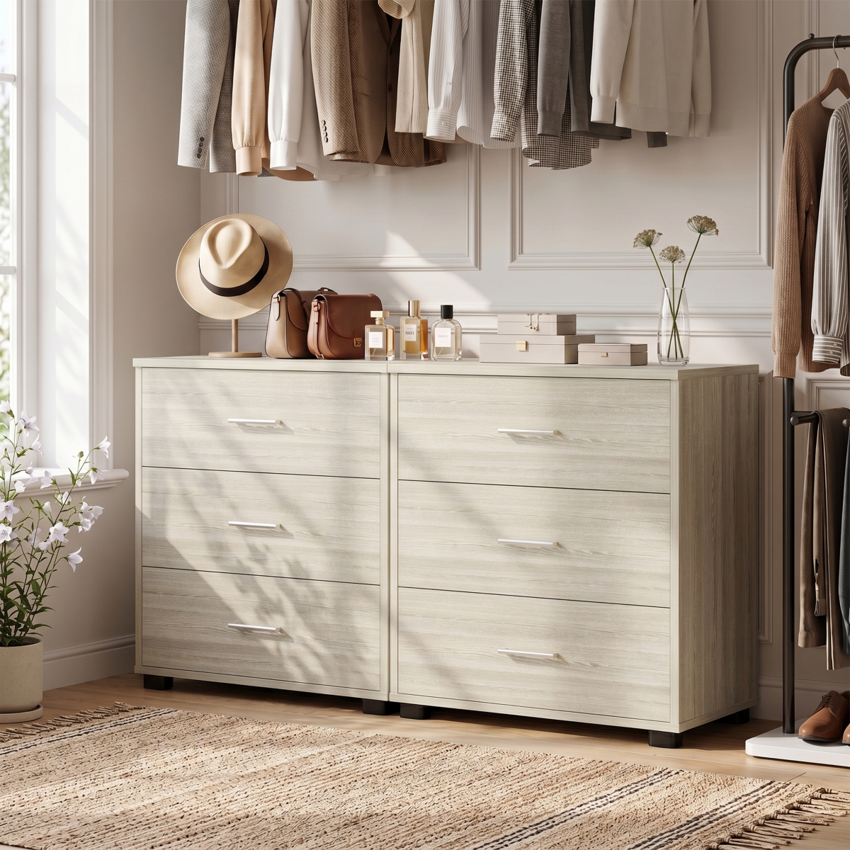 Click here for Aheaplus Set of 2 Wooden Dresser with 3-Drawers  N... prices