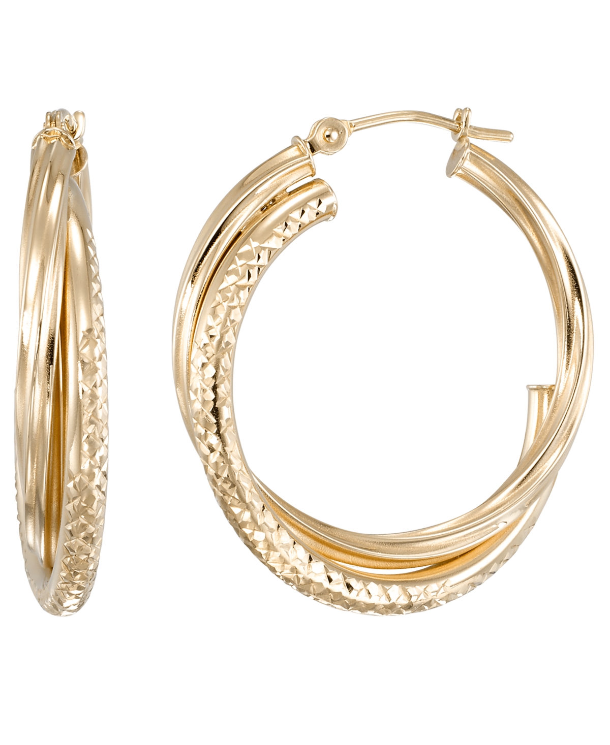 Click here for Macys High-Polish & Diamond-Cut Double-Stack Hoop... prices