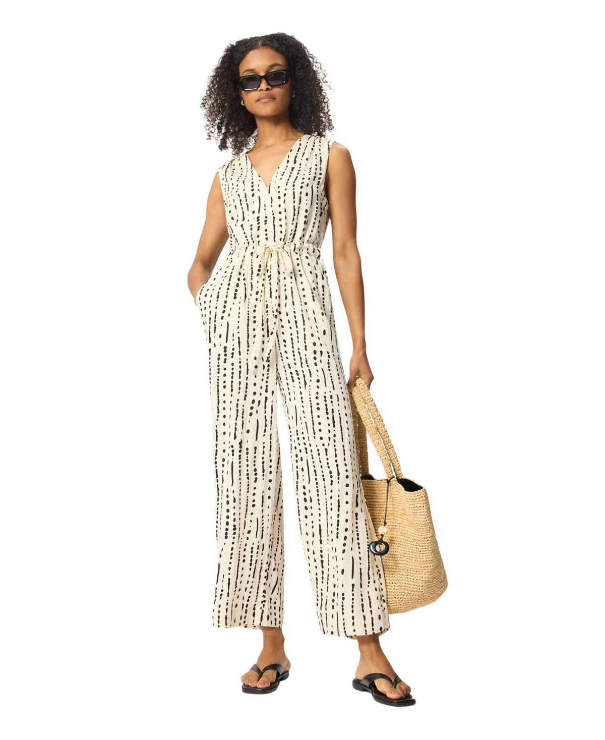 Click here for Whistles Womens Dashed Spot Jumpsuit - White prices