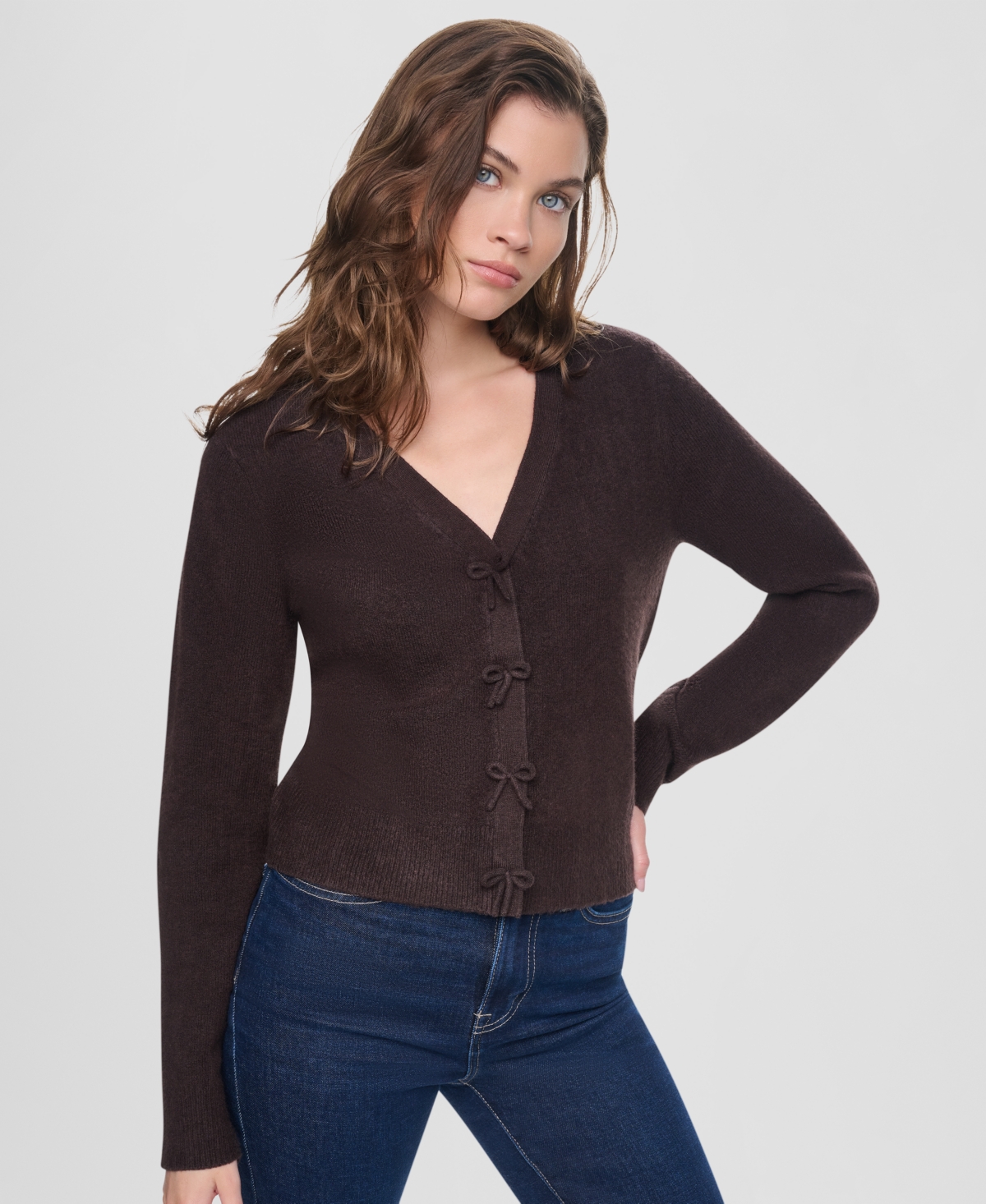 Click here for Dkny Jeans Womens Snap-Front-Bow-Tie Cardigan - Es... prices