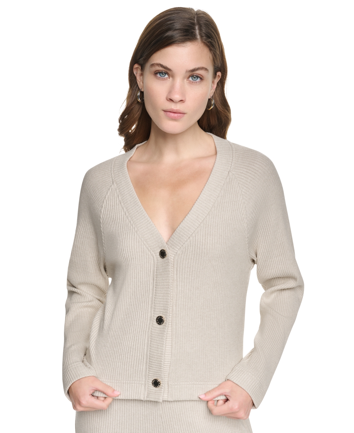 Click here for Dkny Jeans Womens Long-Sleeve Raglan Ribbed Cardig... prices